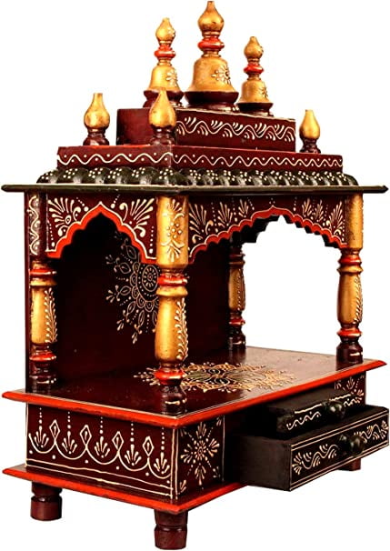 Home and Bazaar Rajasthani Ethnic Handcrafted Wooden Temple/Mandir/Pooja Ghar/Mandapam Size ...