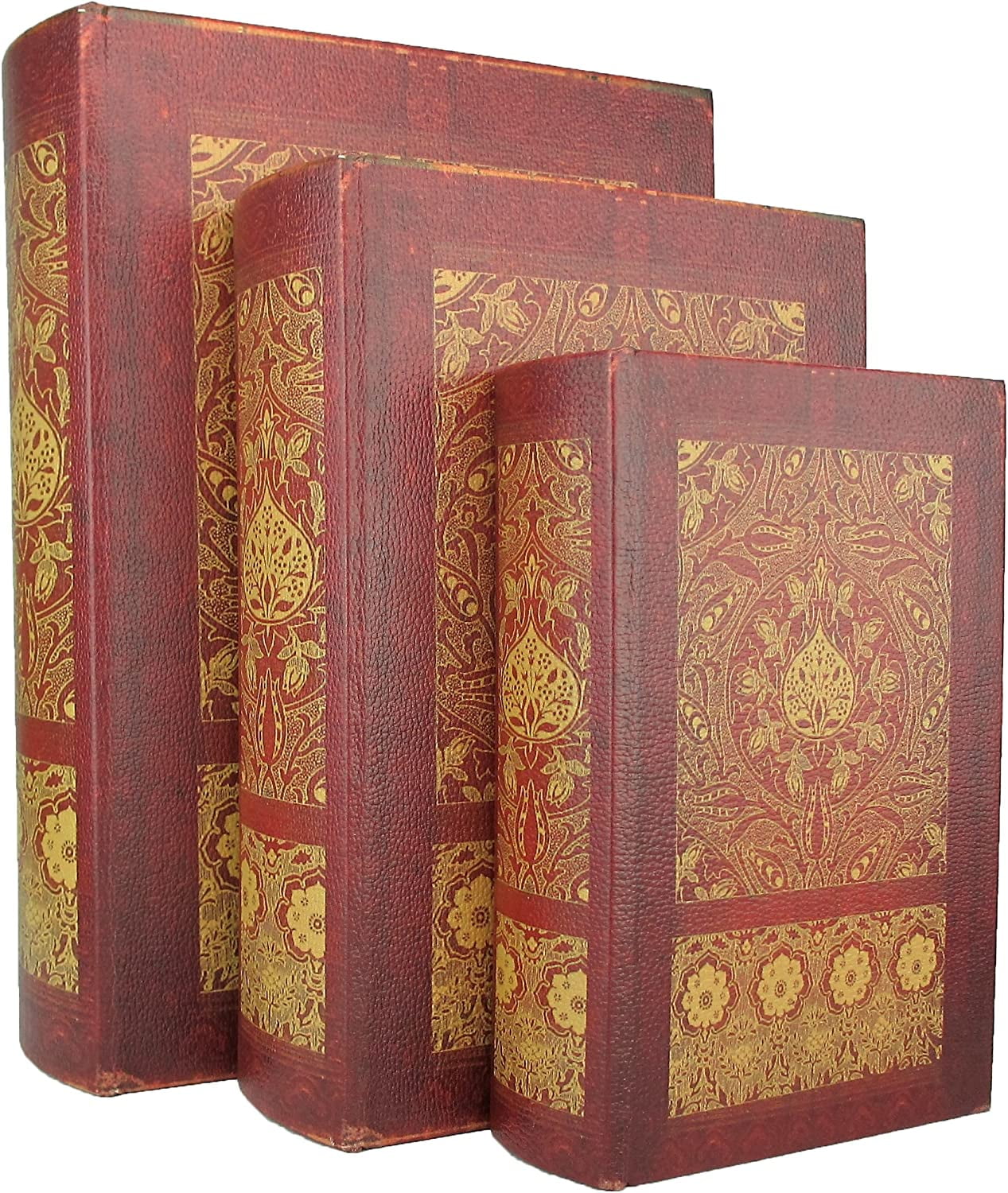 Home Beautifully Designed Wood Antique Book Box, Set of 3 (Shakespeare ...
