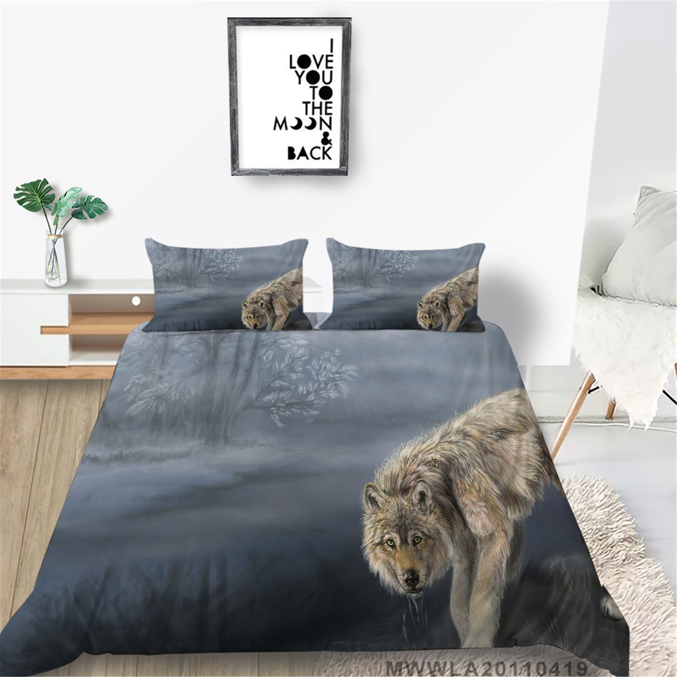 Home Bed Set Comforter Cover Set Creative Cool 3D Wolf Printed Duvet ...