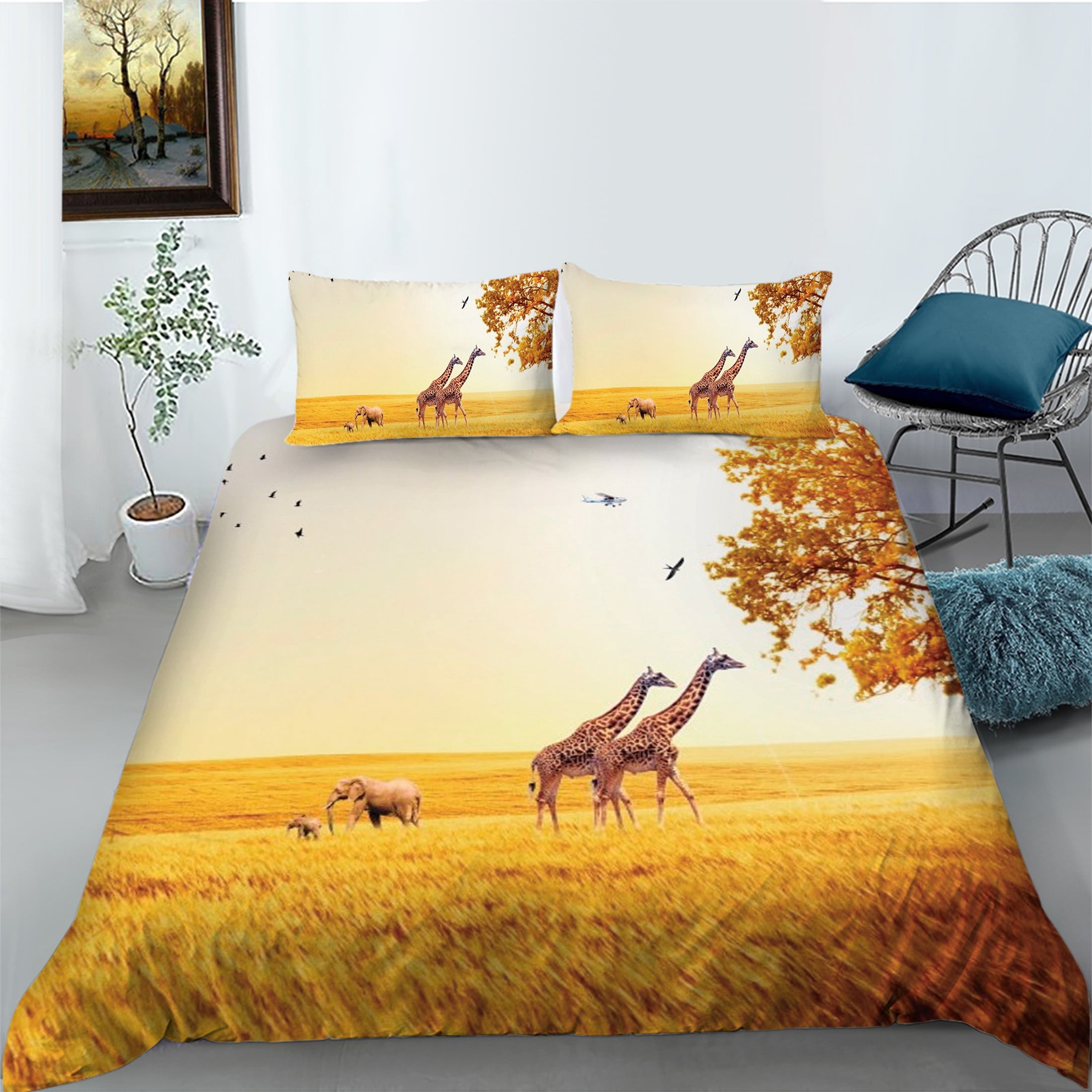 Home Bed Set Fashionable Duvet Cover Set Giraffe Painting Bedclothes ...