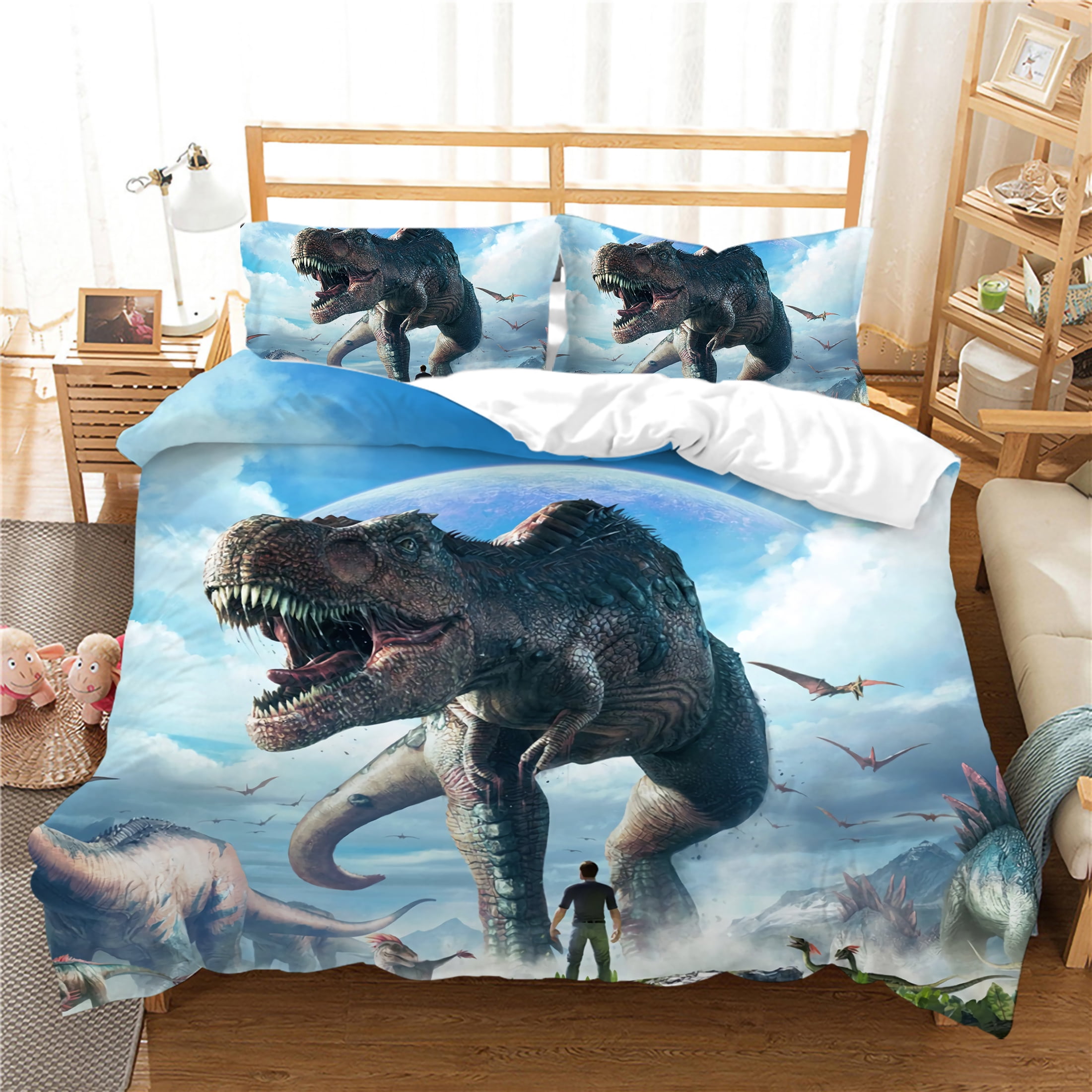 Home Bed Set Highend Dinosaur Painting Comforter Covers Children Kid ...
