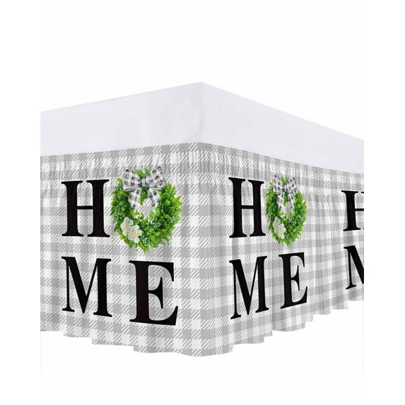 Home Bed Skirt Queen Size 16 Inch Drop, Spring Country Farm Green ...