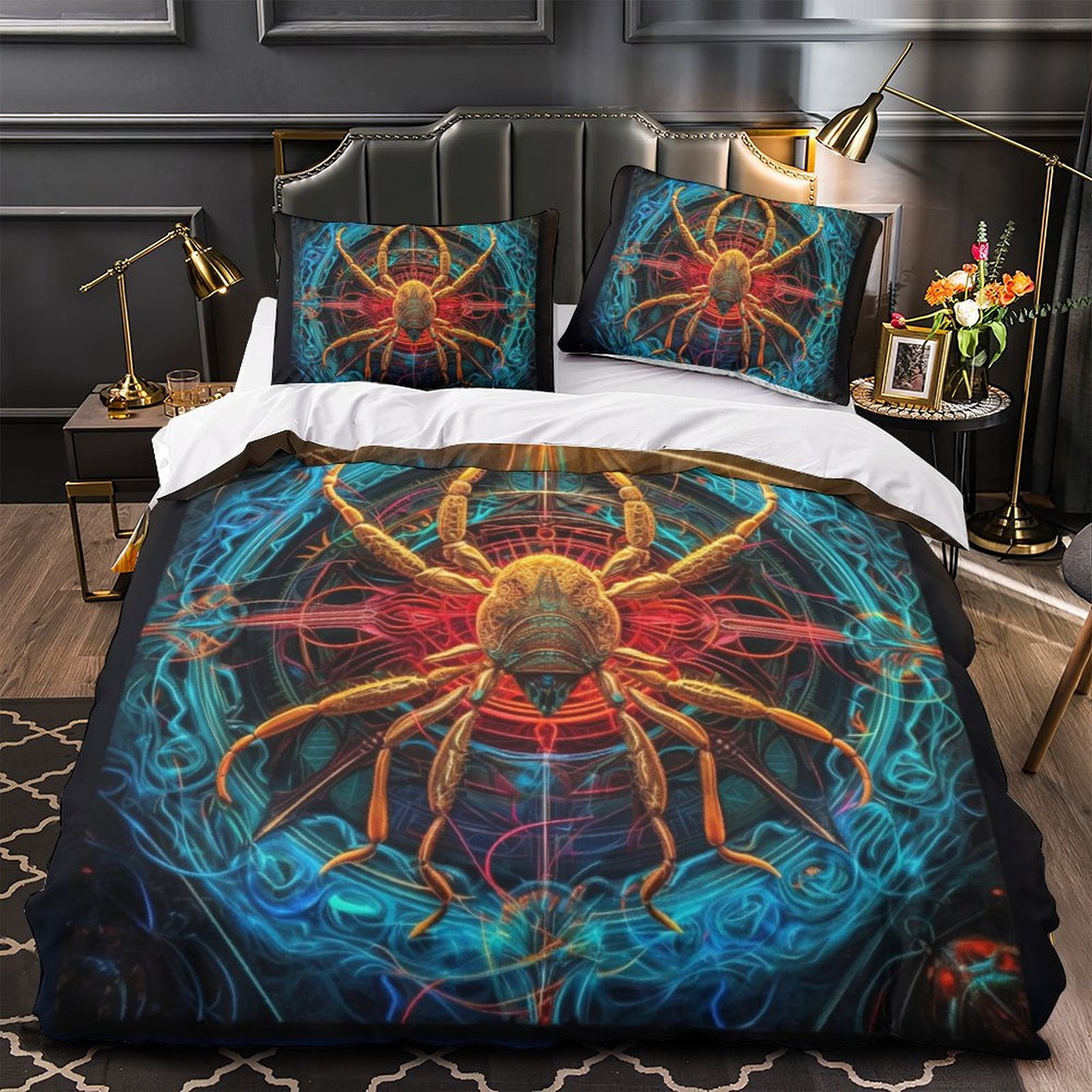 Home Bedclothes 3D Spider Printed Duvet Cover Set Teen Adult Highend ...