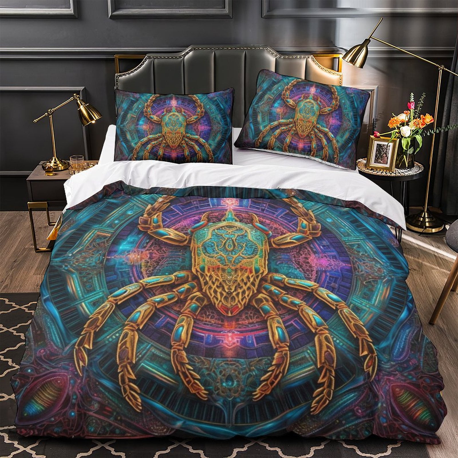 Home Bedclothes 3D Spider Printed Duvet Cover Set Teen Adult Highend ...