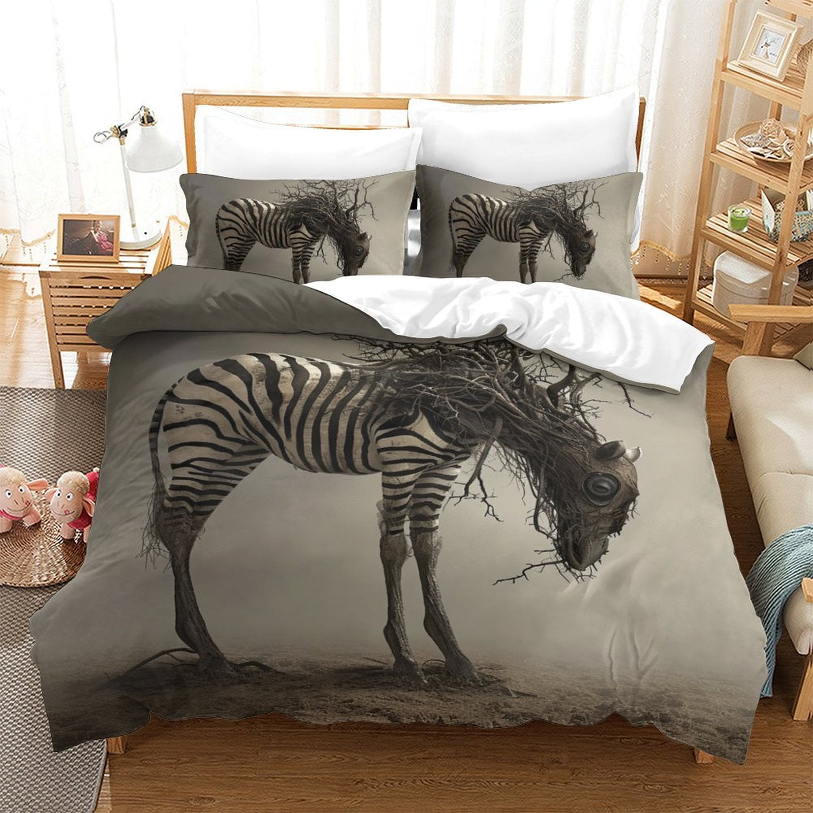 Home Bedclothes Animal Theme Bedding Set Zebra Printed Duvet Cover Set ...