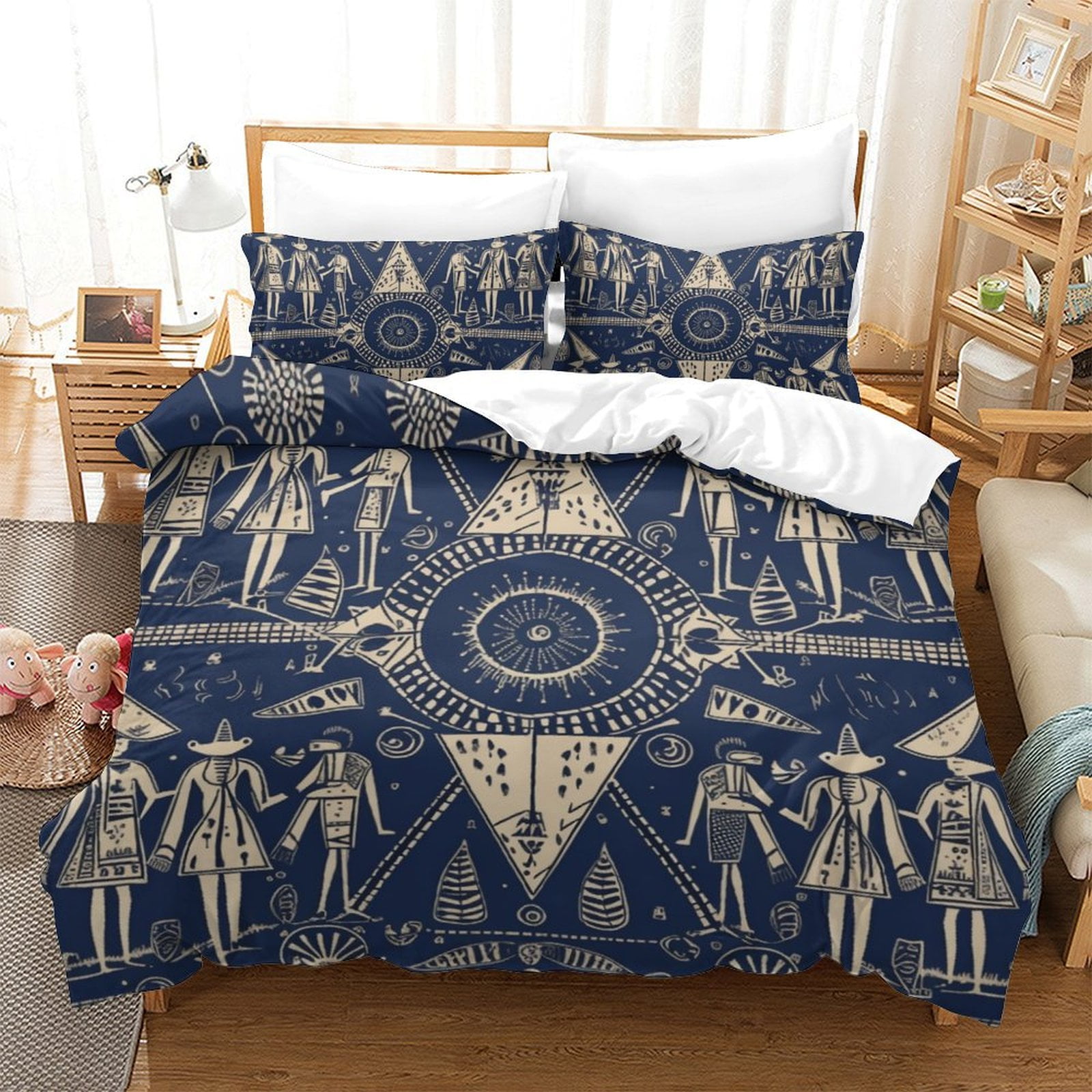 Home Bedclothes Bohemian Dark Blue Bedspreads Adult Unique Design Duvet ...