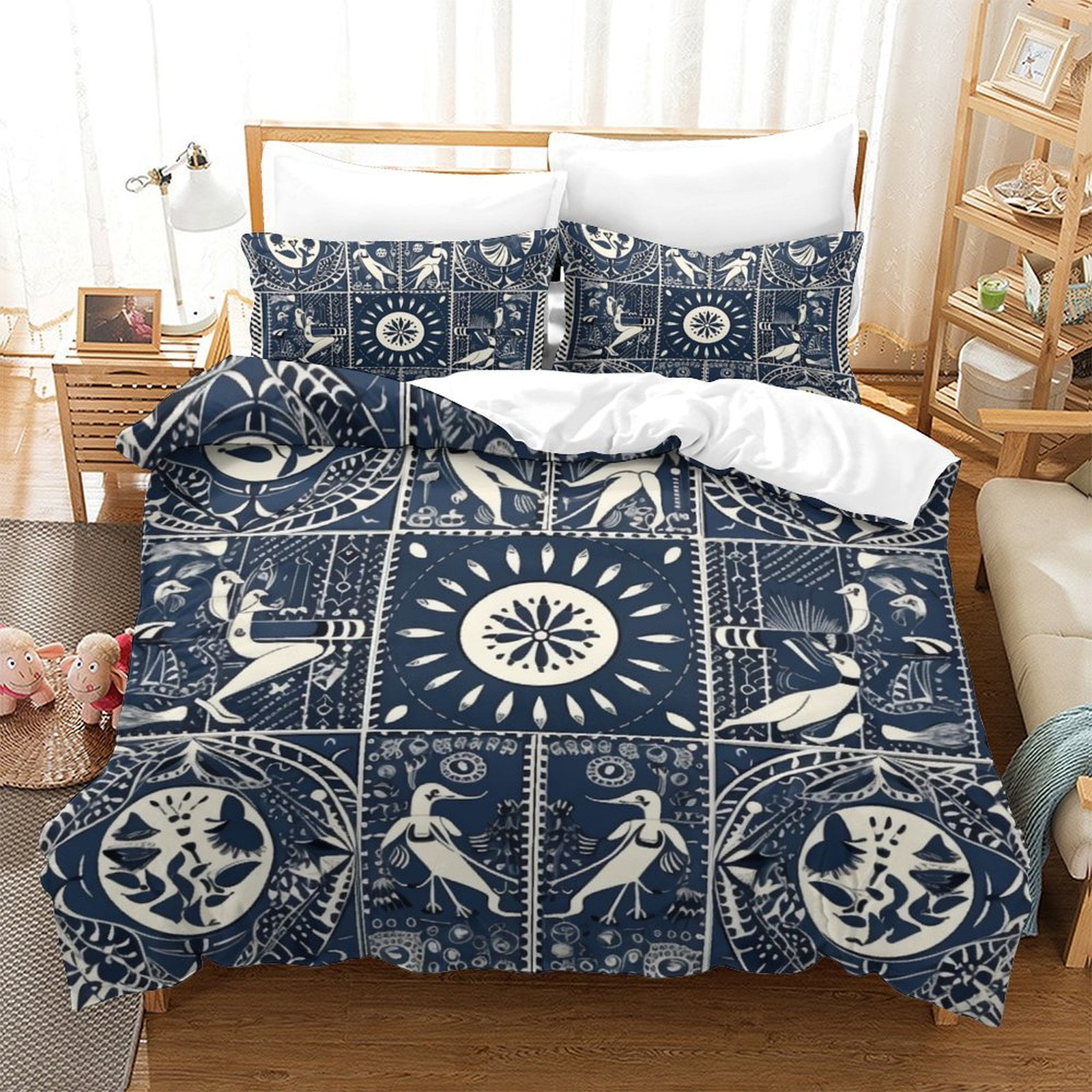 Home Bedclothes Bohemian Dark Blue Bedspreads Adult Unique Design Duvet ...