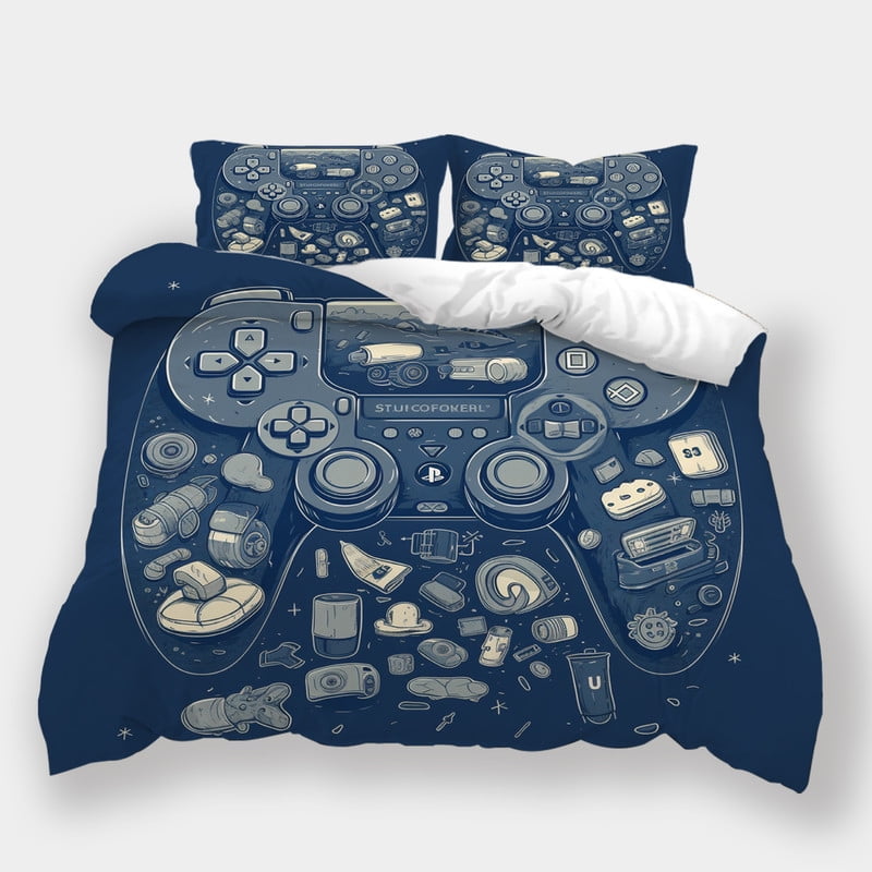 Home Bedclothes Gamepad Printed Quilt Cover Duvet Cover Set Kids Adult ...