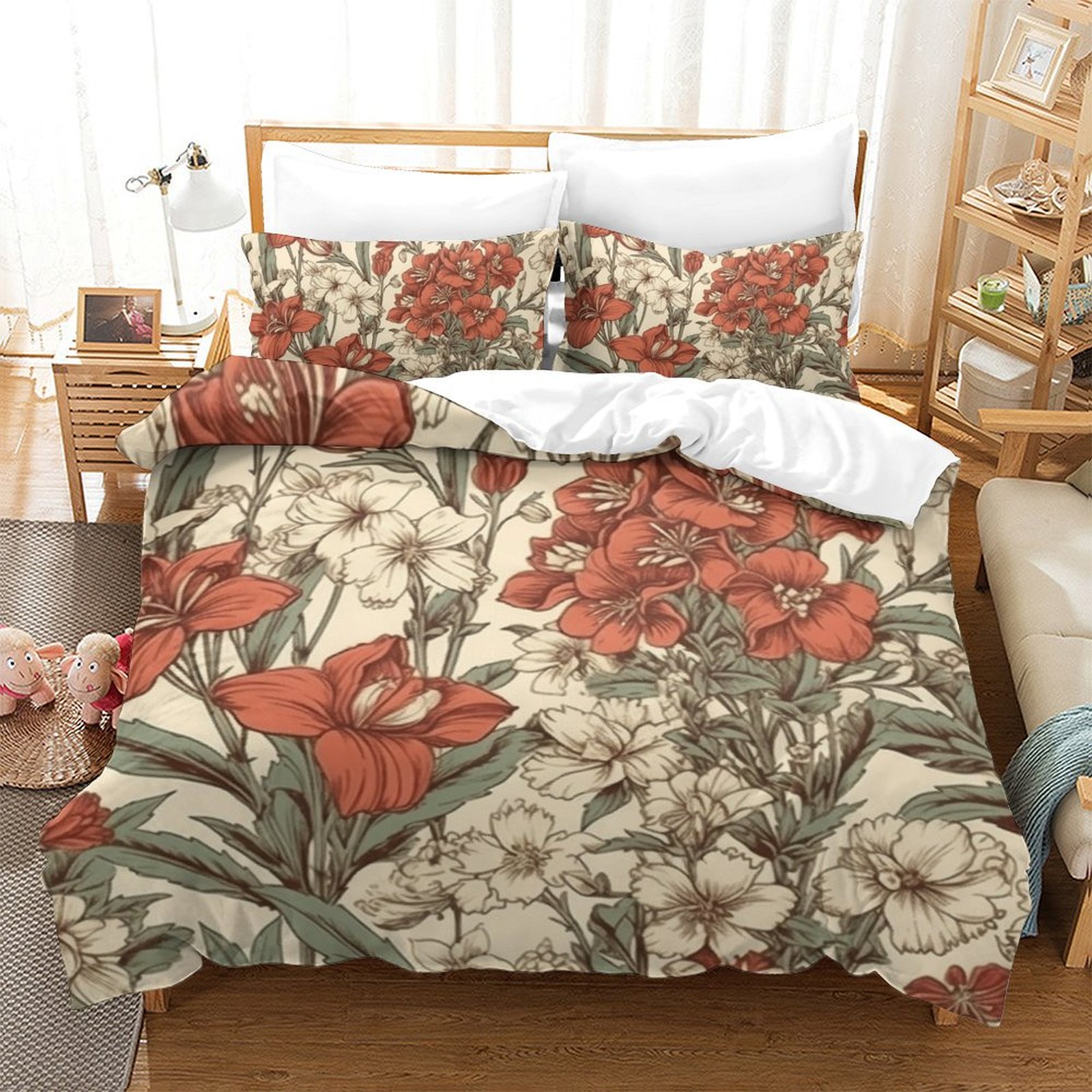 Home Bedclothes Garden Flowers Printed Bedspreads Adult Duvet Cover Set ...