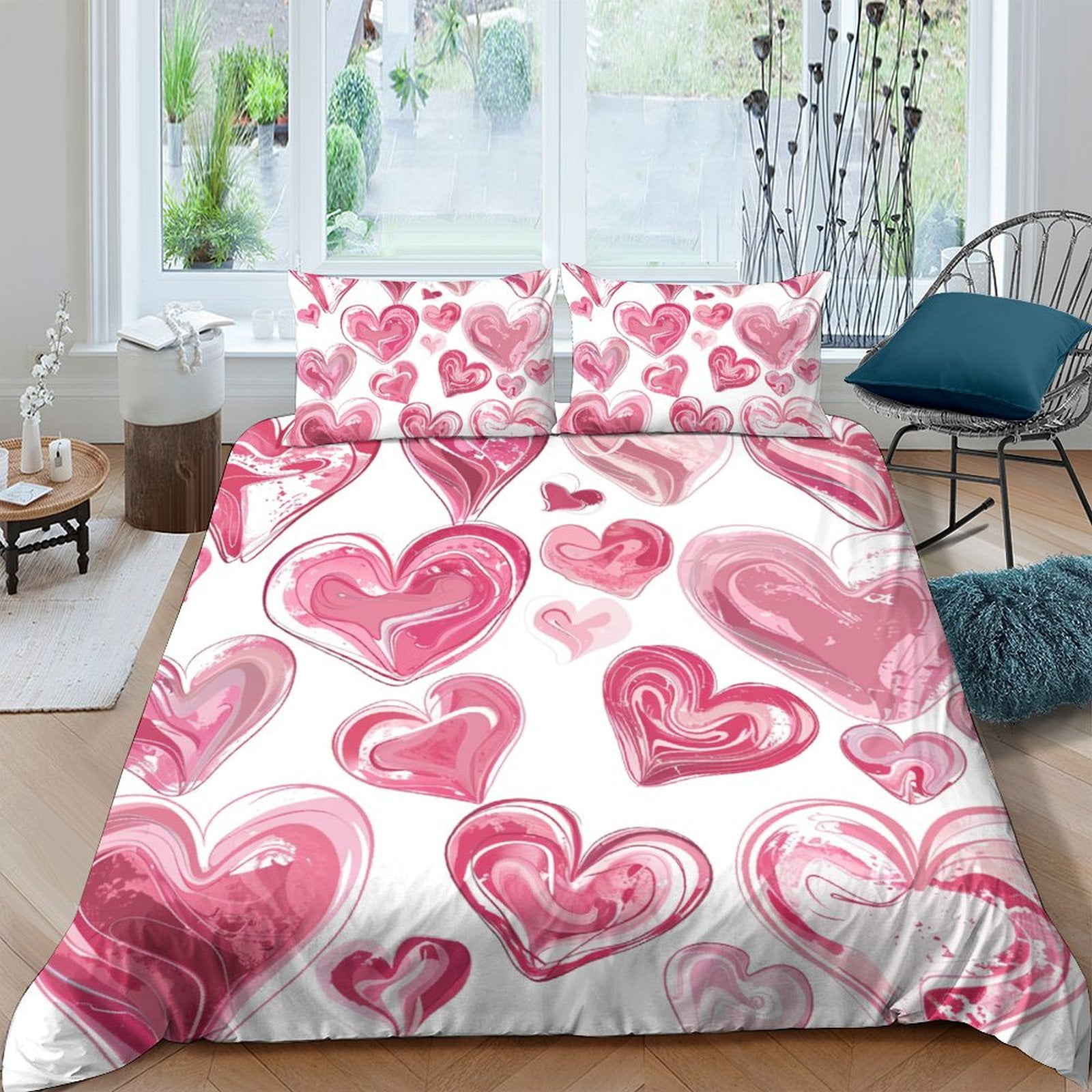 Home Bedclothes Heart-shaped Printed Quilt Cover Duvet Cover Set Lovely ...