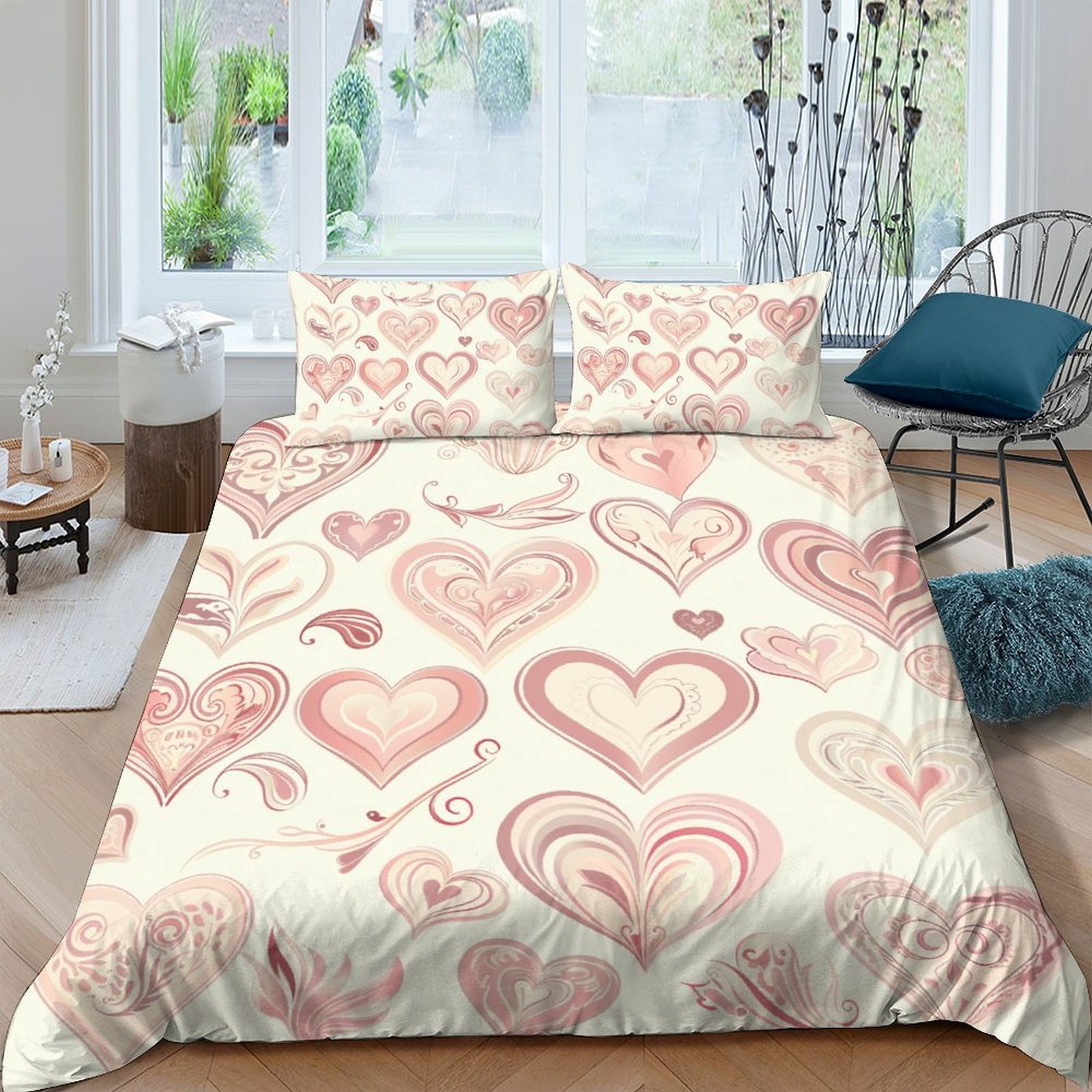 Home Bedclothes Heart-shaped Printed Quilt Cover Duvet Cover Set Lovely ...
