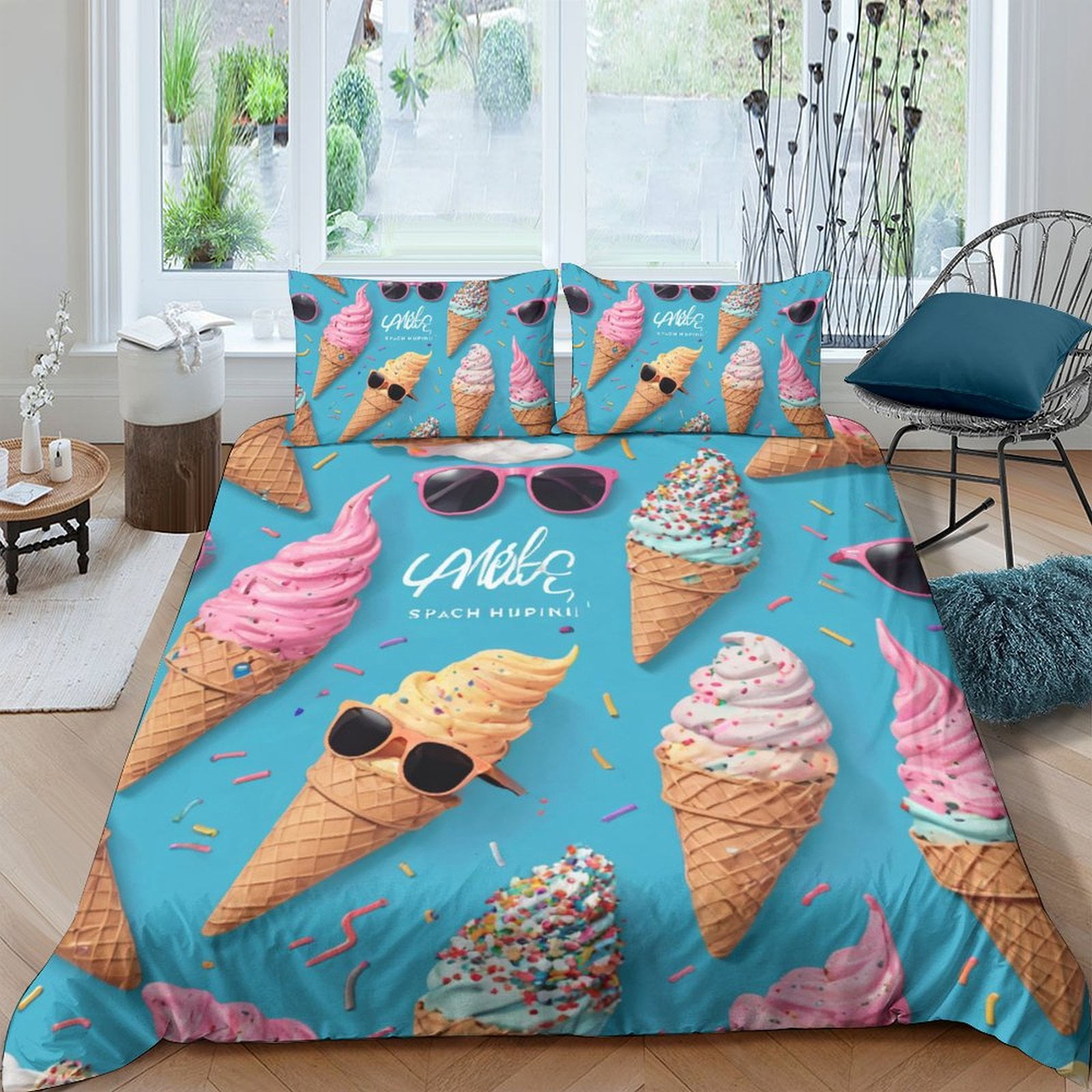 Home Bedclothes Ice Cream Candy Printed Bedspreads Duvet Cover Quilt ...