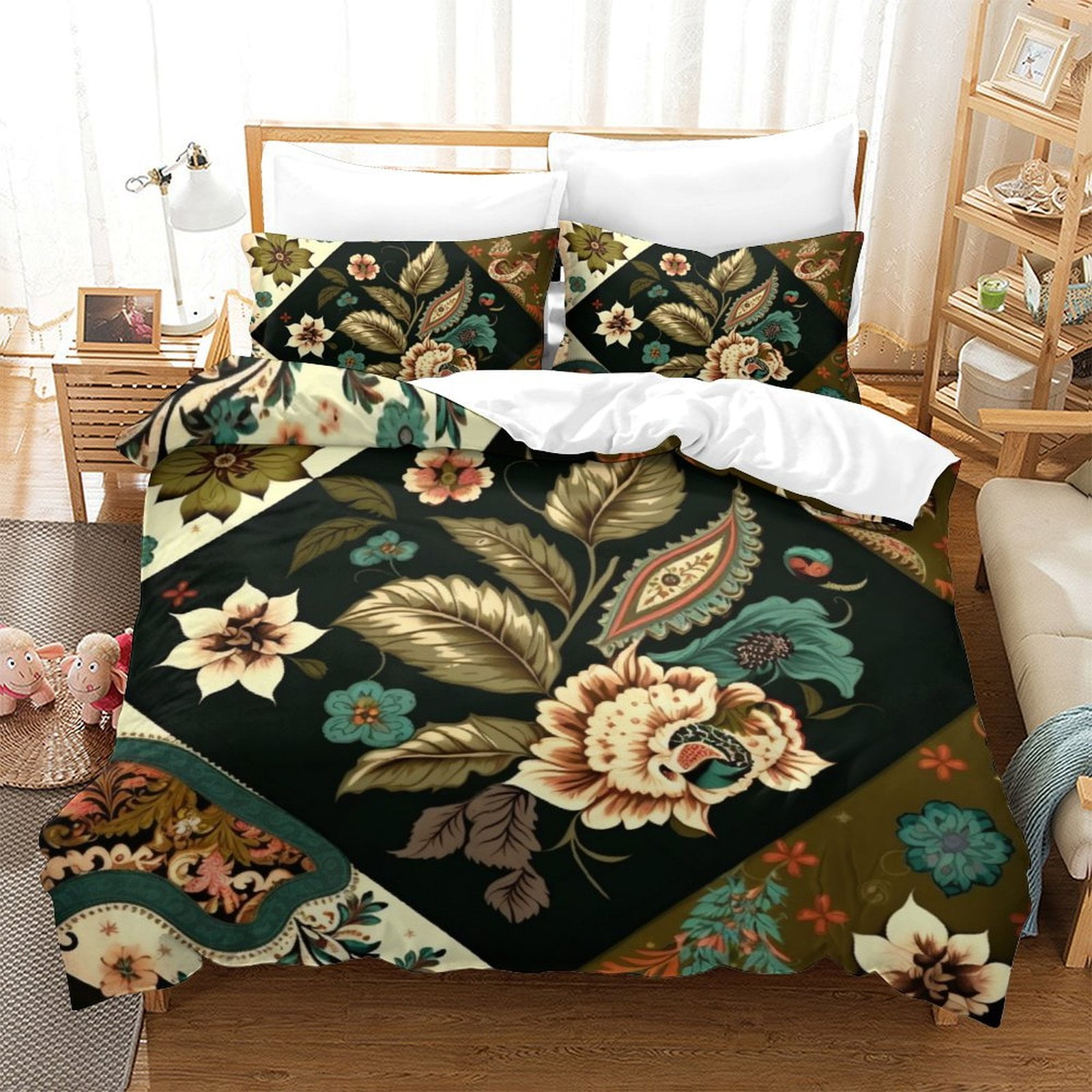 Home Bedclothes Paisley Flower Printed Duvet Cover Set Girl Woman ...