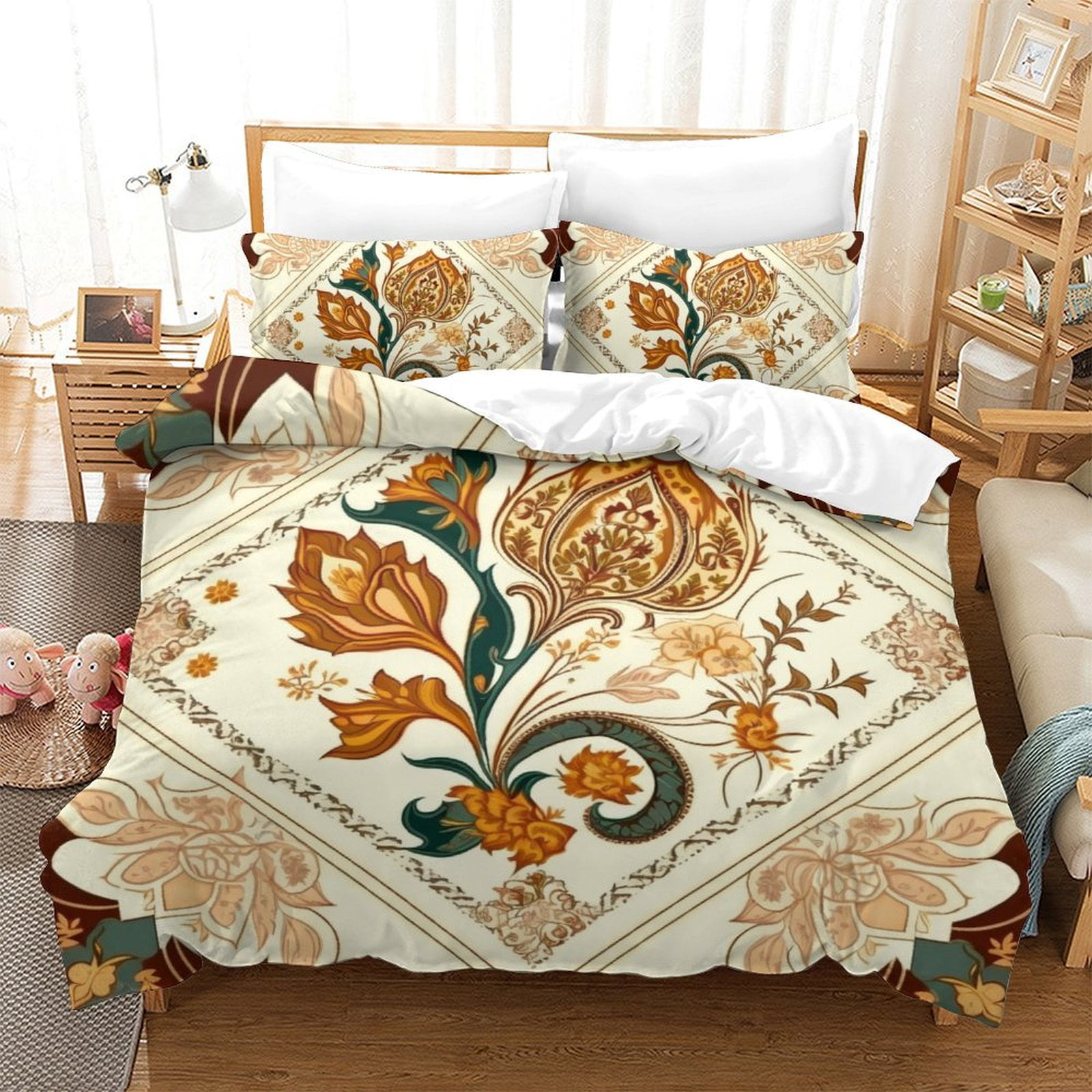 Home Bedclothes Paisley Flower Printed Duvet Cover Set Girl Woman ...