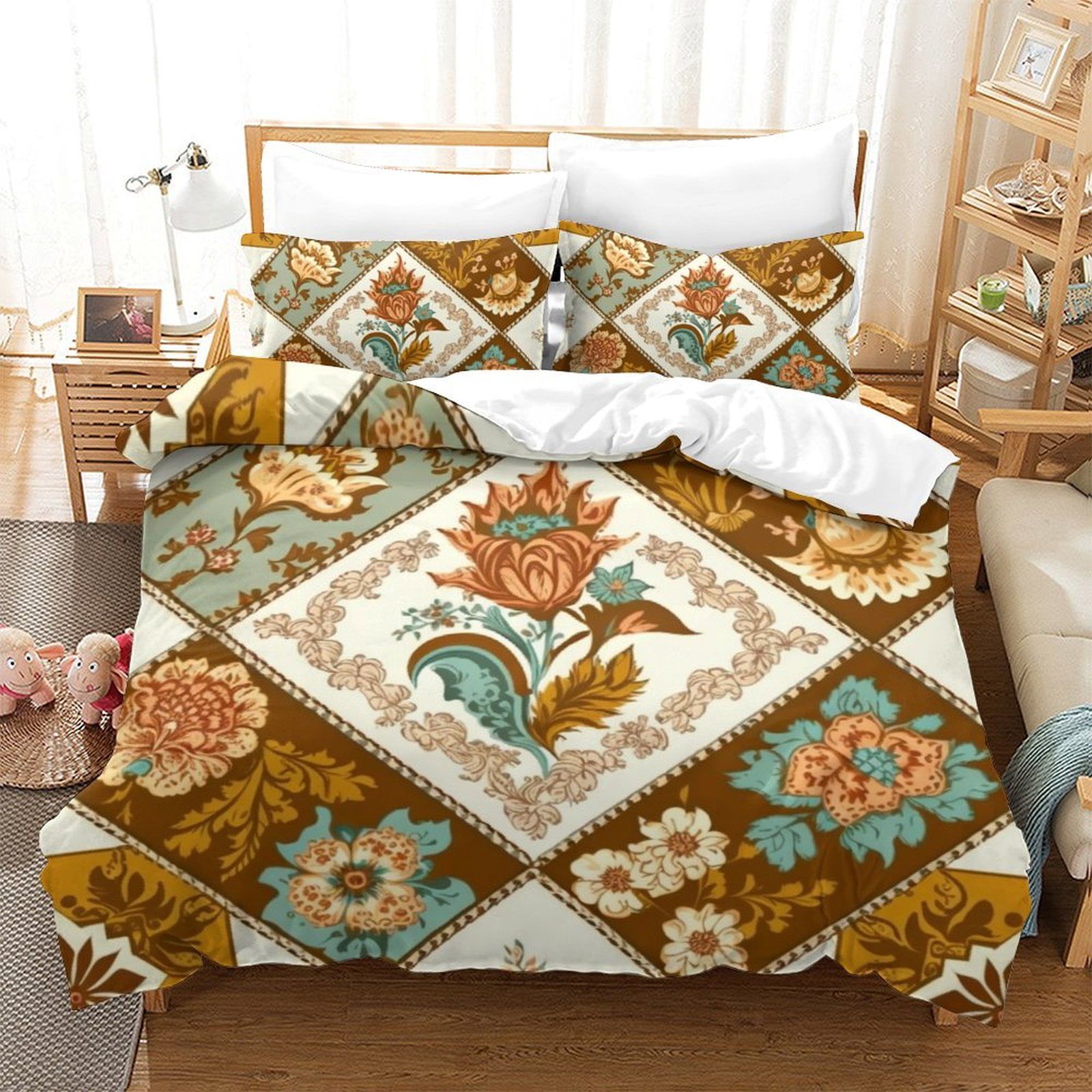 Home Bedclothes Paisley Flower Printed Duvet Cover Set Girl Woman ...