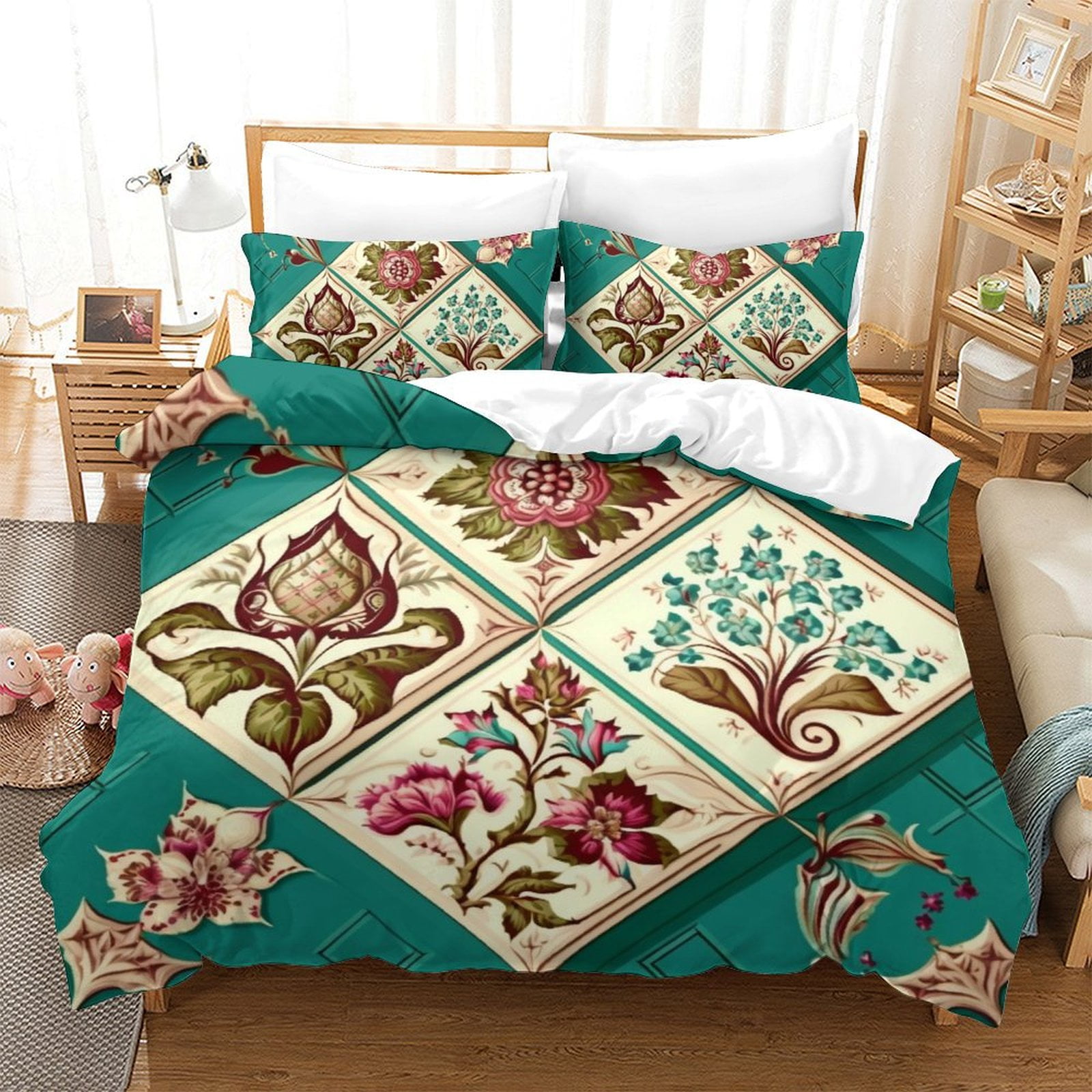 Home Bedclothes Paisley Flower Printed Duvet Cover Set Girl Woman ...