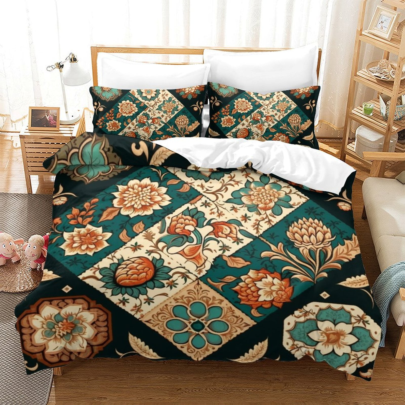 Home Bedclothes Paisley Flower Printed Duvet Cover Set Girl Woman ...