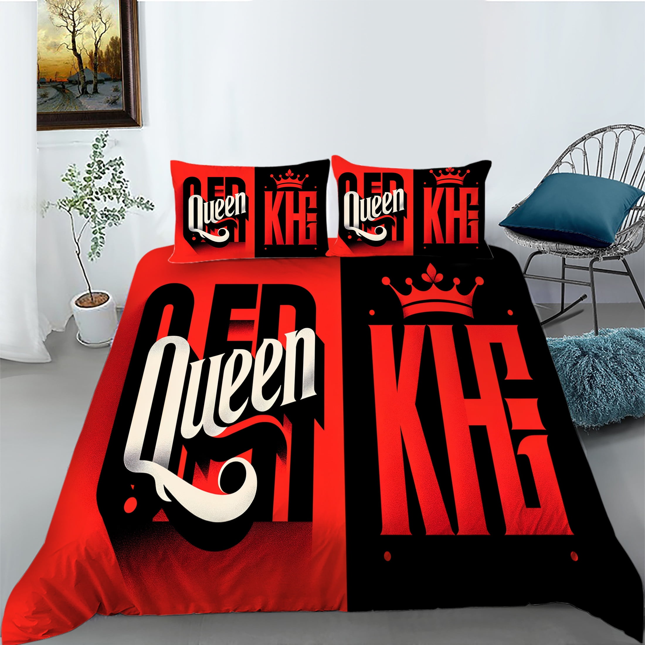 Home Bedclothes Queen and King Printed Quilt Cover Duvet Cover Set ...