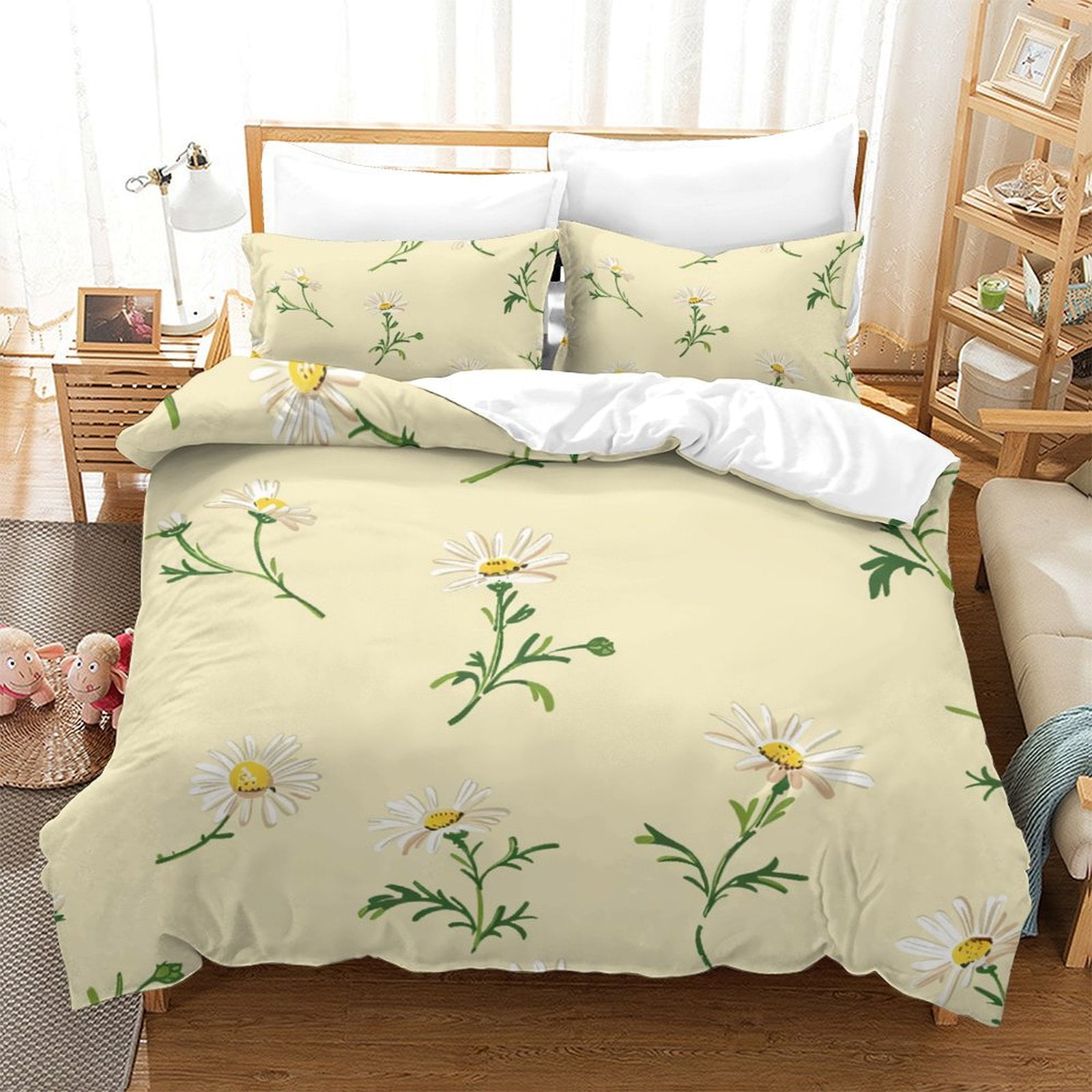 Home Bedclothes Yellow Bedspreads Daisy Printed Duvet Cover Quilt Cover ...