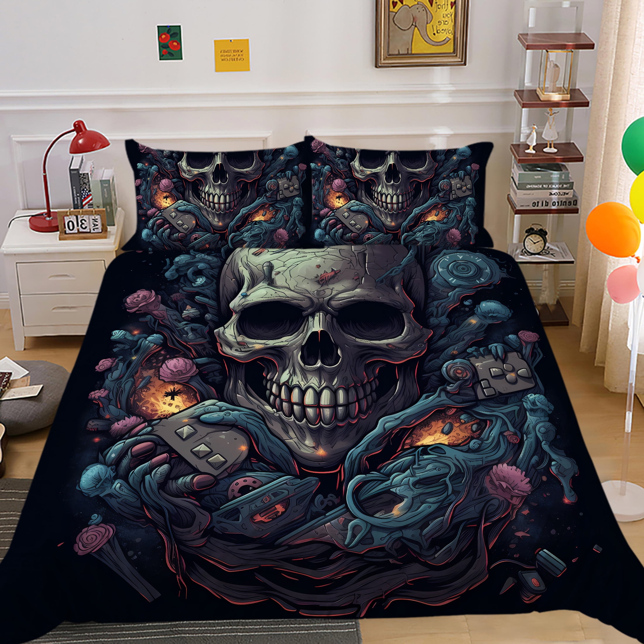 Home Bedding Cover Set Human Skull Desgin Printed Duvet Cover Boy Adult ...