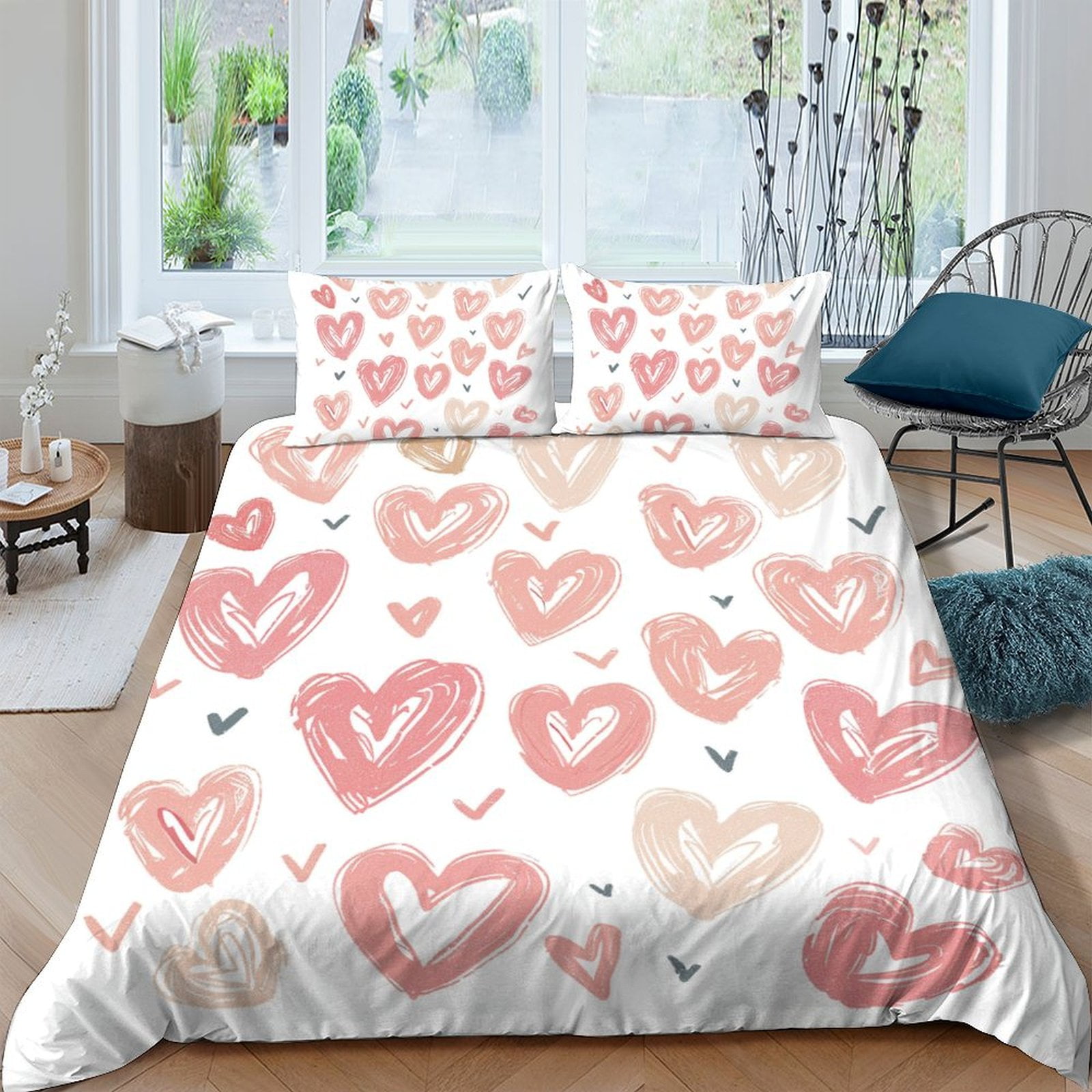 Home Bedding Set Hot Sale Bedspreads Heart-shaped Printed Duvet Cover ...