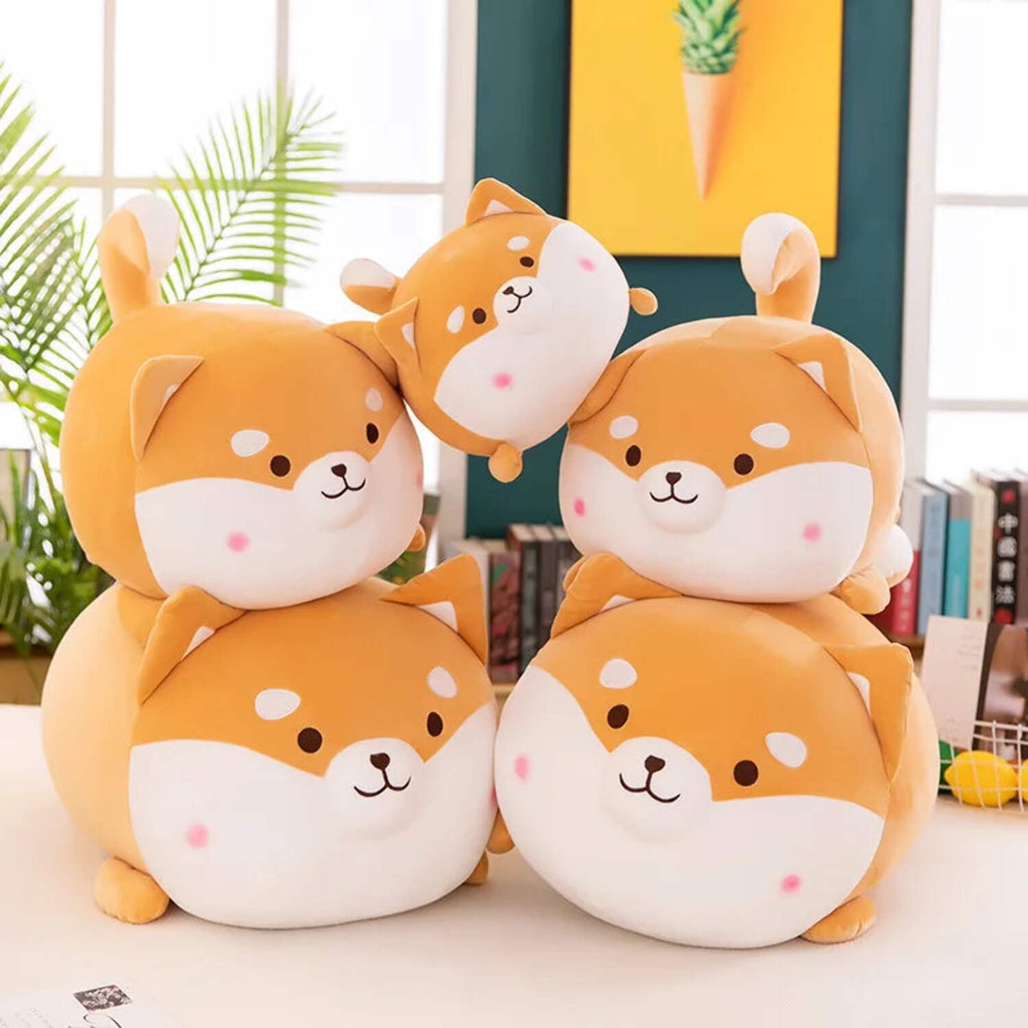 Home Bedroom Children's Pillow Soft Cute Corgi Doll Plush Toy Round ...