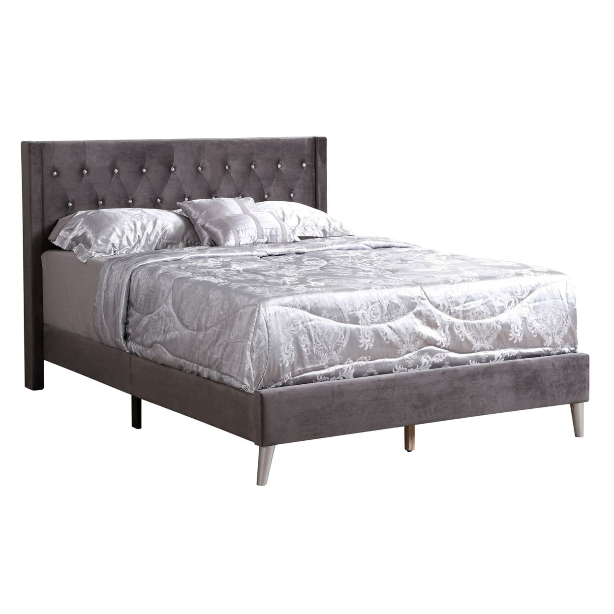 Home Bedroom Furniture Bergen Dark Gray Queen Tufted Panel Bed ...