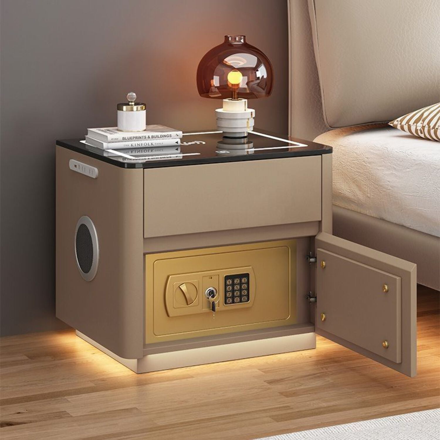 Home Bedroom Multi-functional Smart Safe Bedside Table Wireless ...