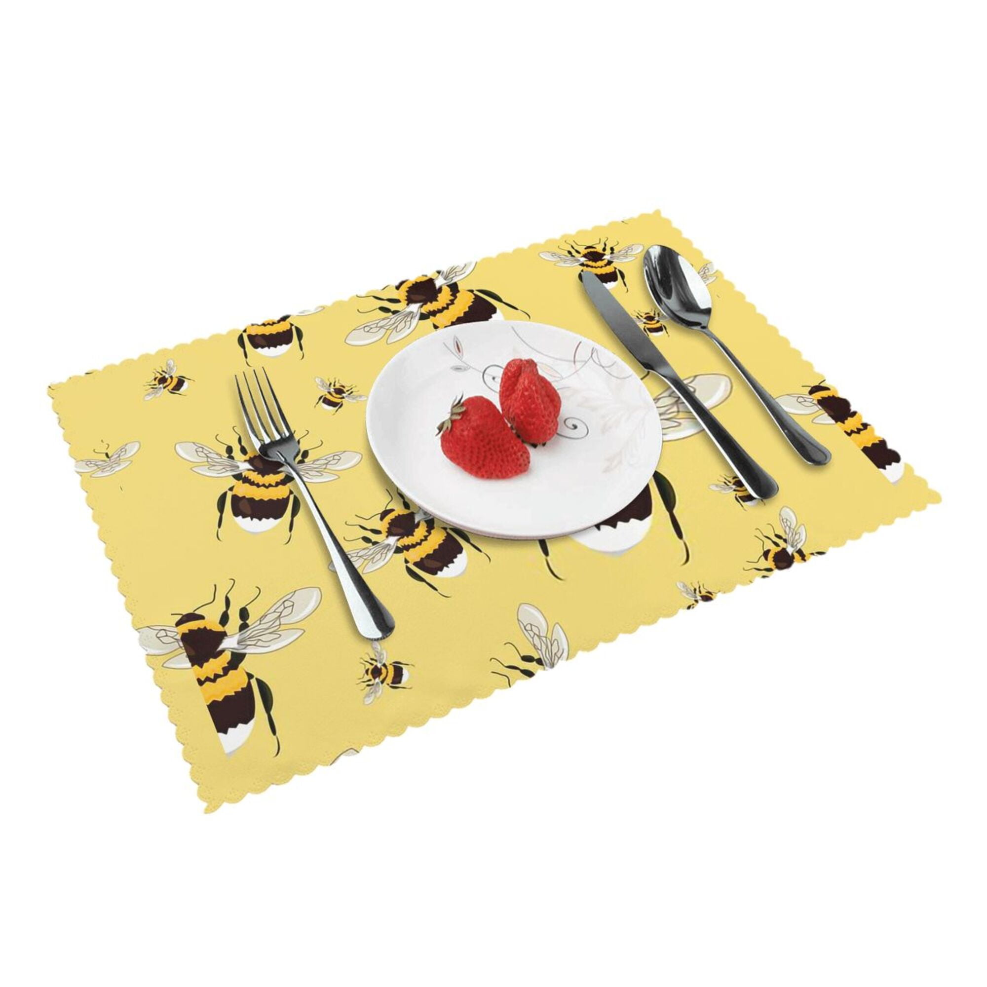 Home Big Bright Bumblebees Realistic Insects Placemats Set Of 4 ...