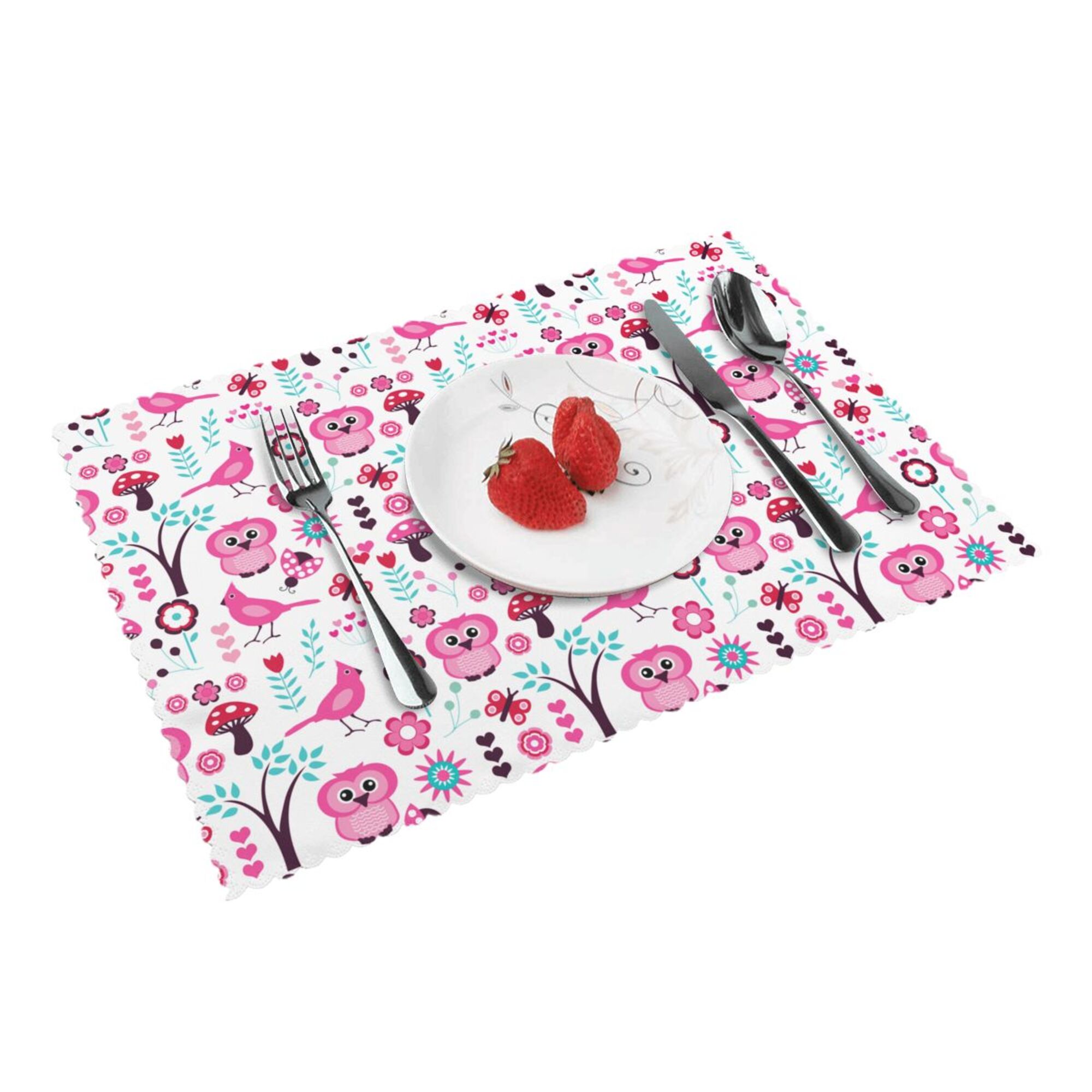 Home Birds And Flowers Background Placemats Set Of 4 Washable Wipeable ...