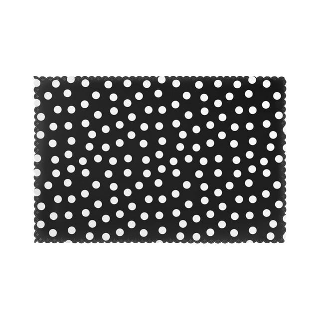 Home Black White Polka Dots Placemats Set Of 6 Washable Wipeable Place ...