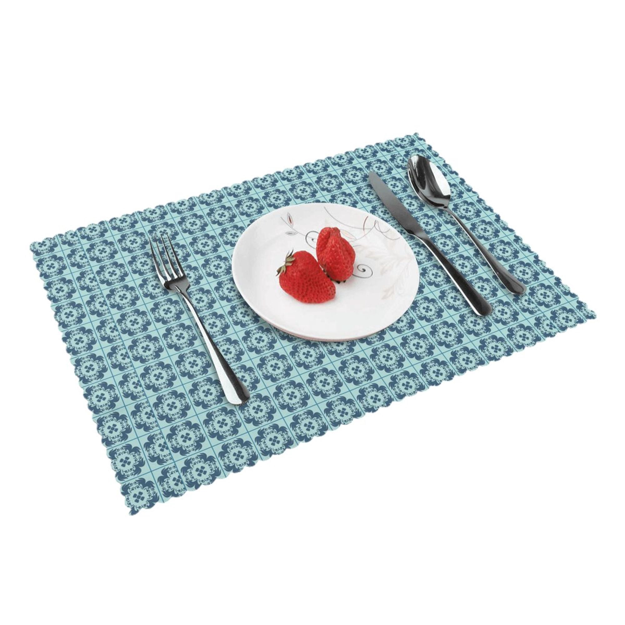 Home Blue Flower Pattern Background Placemats Set Of 4 Washable ...