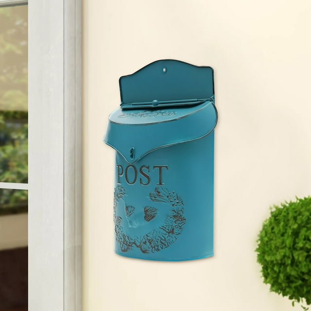 Home Blue Iron Letter Box Post Office Box External Letter Box Wall ...