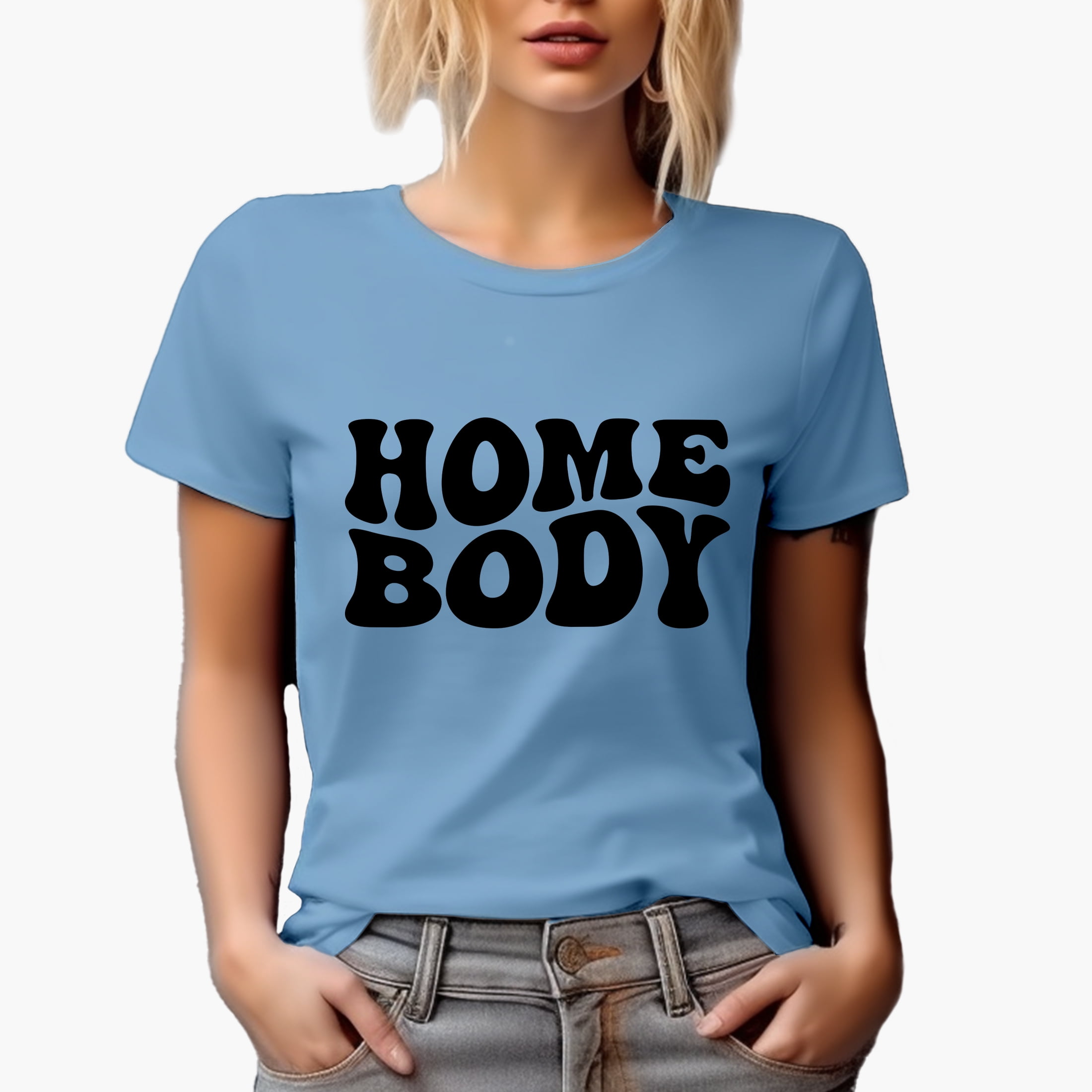 Home Body, Homie Themed, Groovy Retro Wavy Text Merch Gift, Baby Blue T ...