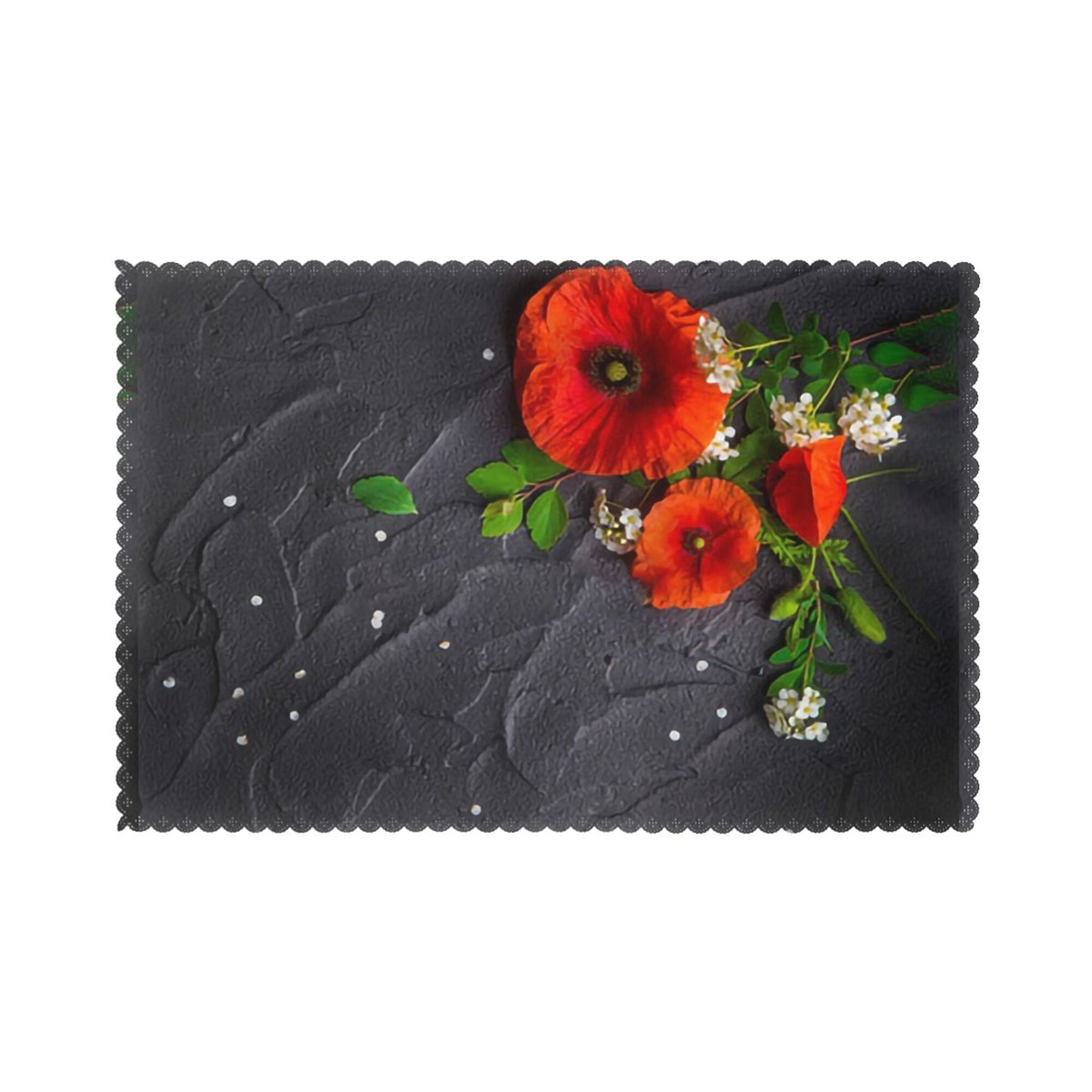 Home Bouquet Of Red Poppies Placemats Set Of 6 Washable Wipeable Place ...