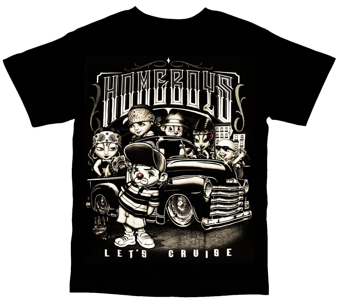 Home Boys Cartoon Animated Low Rider Mens Classic Retro T-Shirt ...