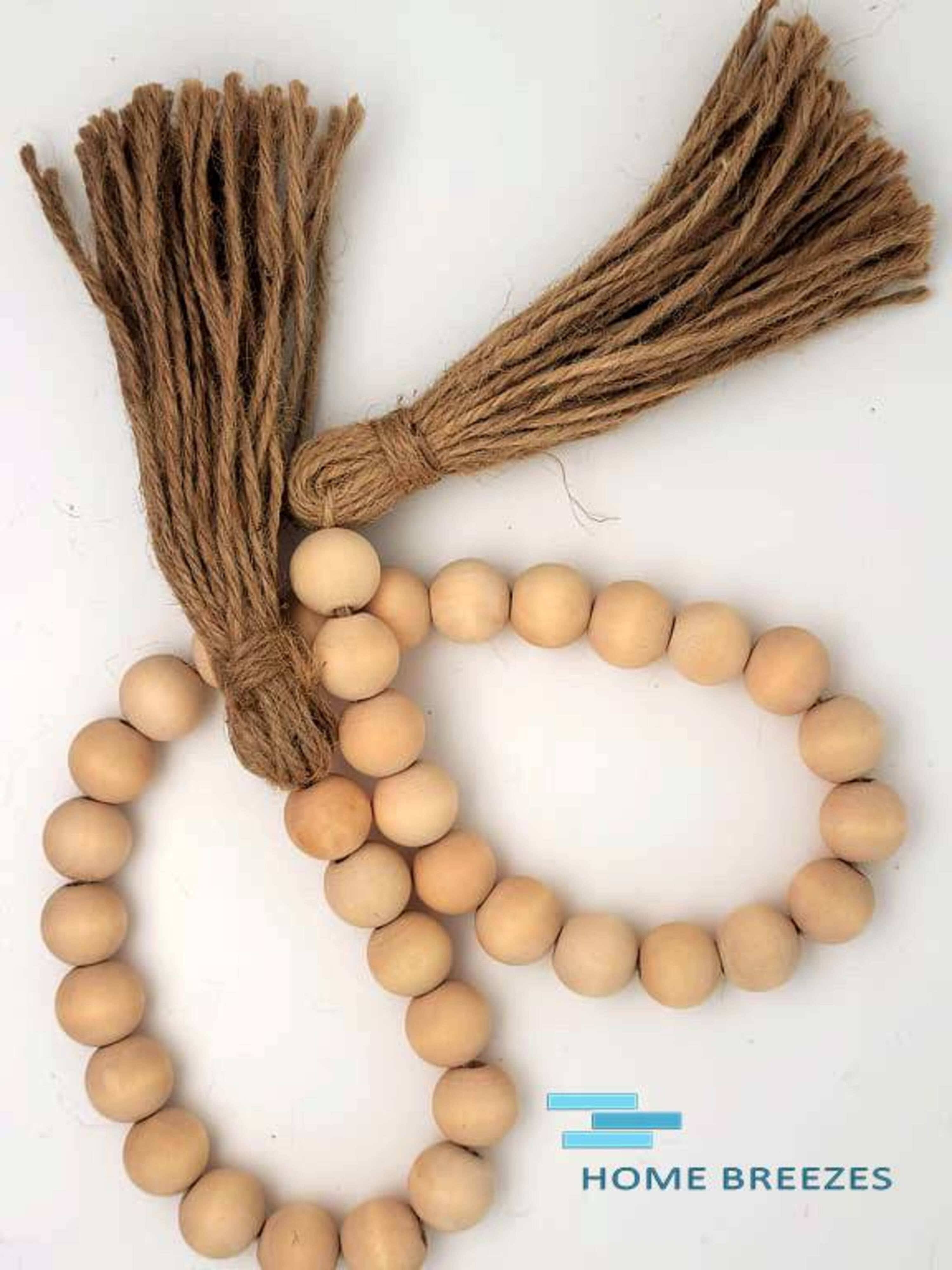 Home Breezes Farmhouse Wood Bead Garland -Beaded Rustic Country Décor ...
