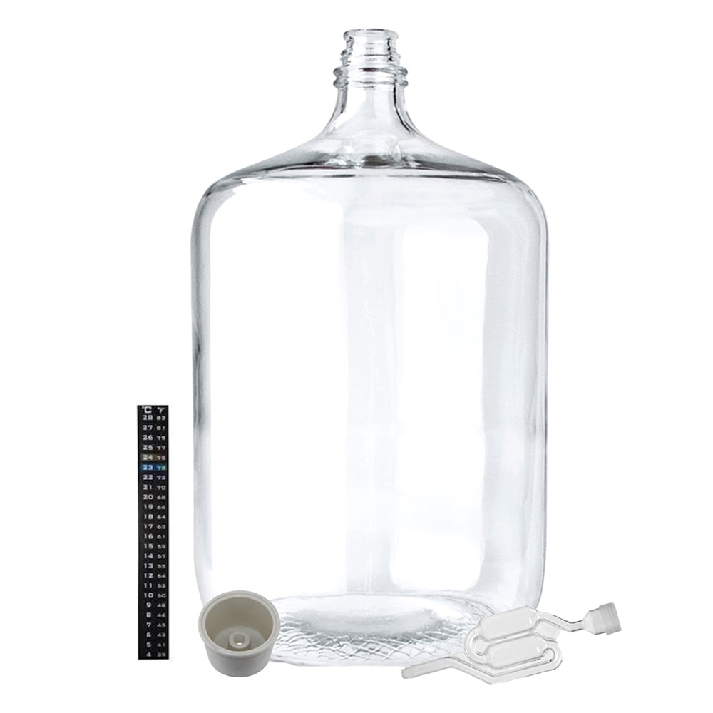 Home Brew Ohio 6.5 Gallon Glass Carboy with Drilled Bung, Twin Bubble ...