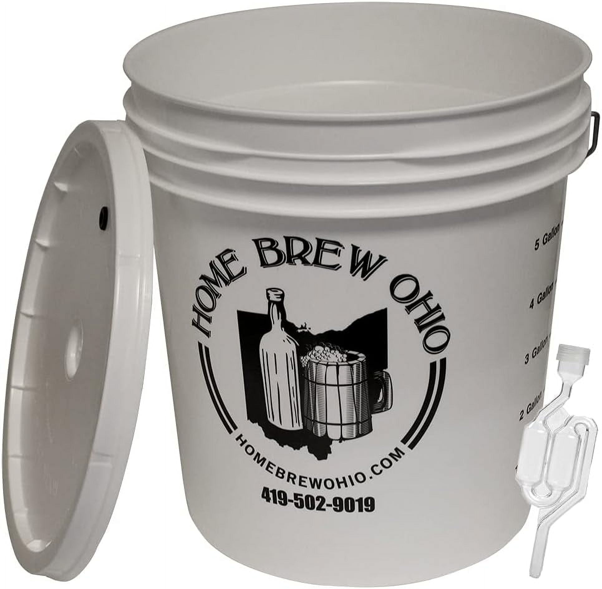 Home Brew Ohio 7.9 Gallon Fermenting Bucket with Grommeted Lid and Twin ...