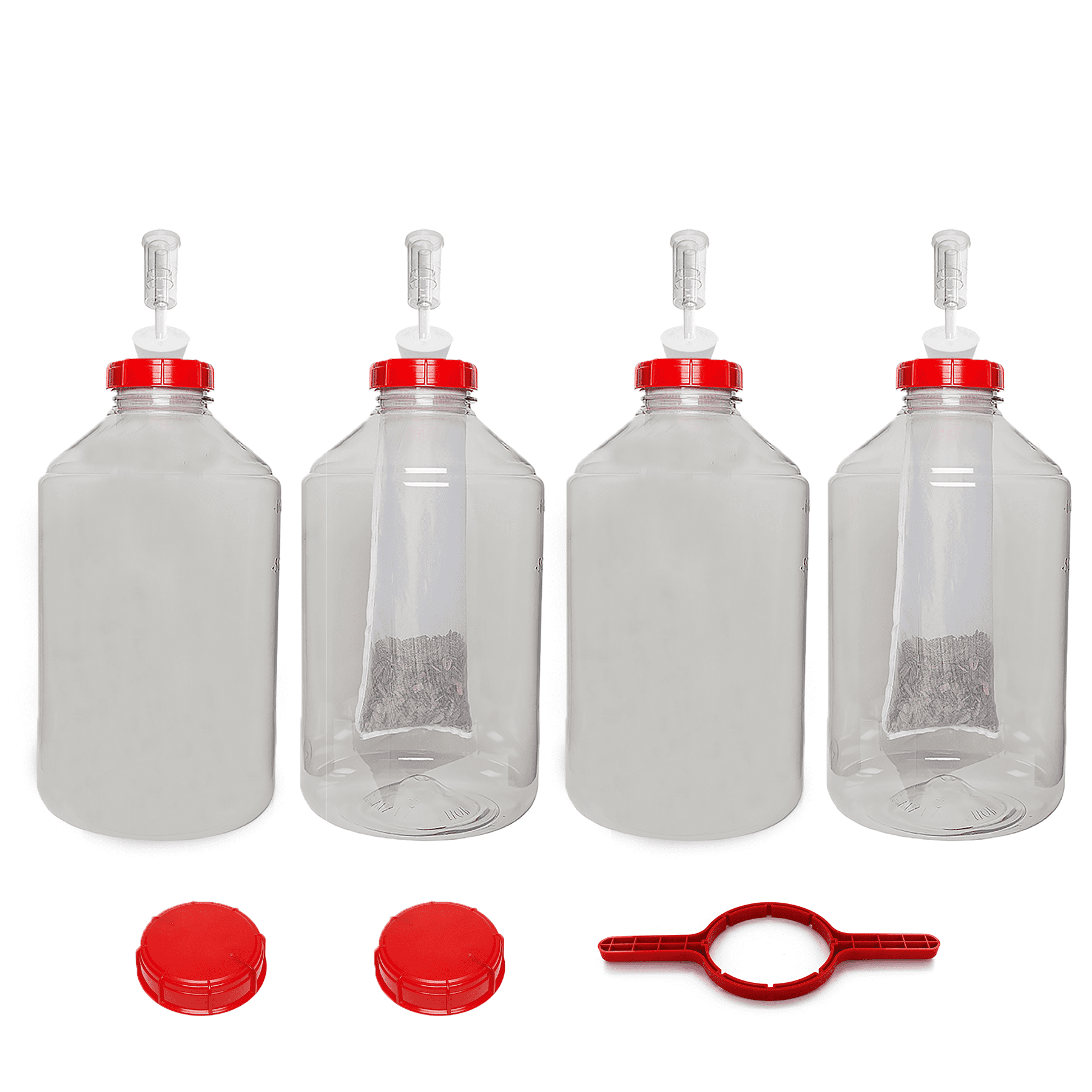 Home Brew Ohio Four-One Gallon Fermonster Carboys with Premium Accessories (4-Drilled Lids, 2 ...