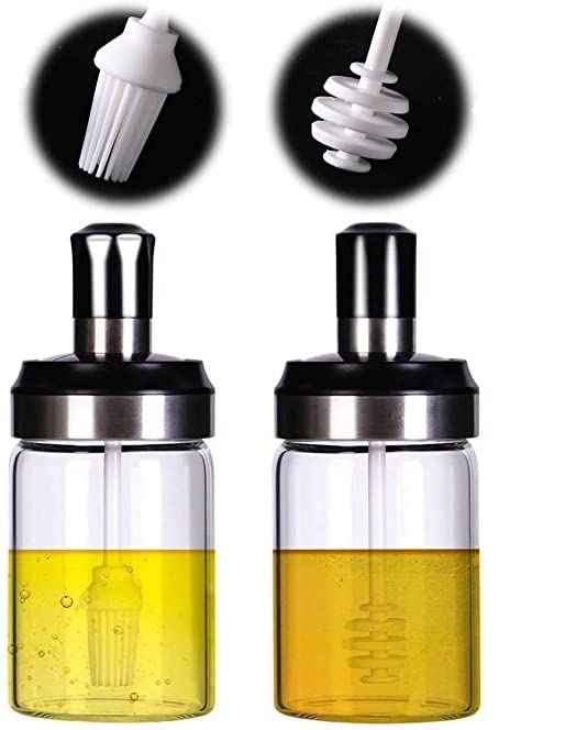 Home Brilliant Glass Food Storage Jar Oil dispenser glass bottle with ...