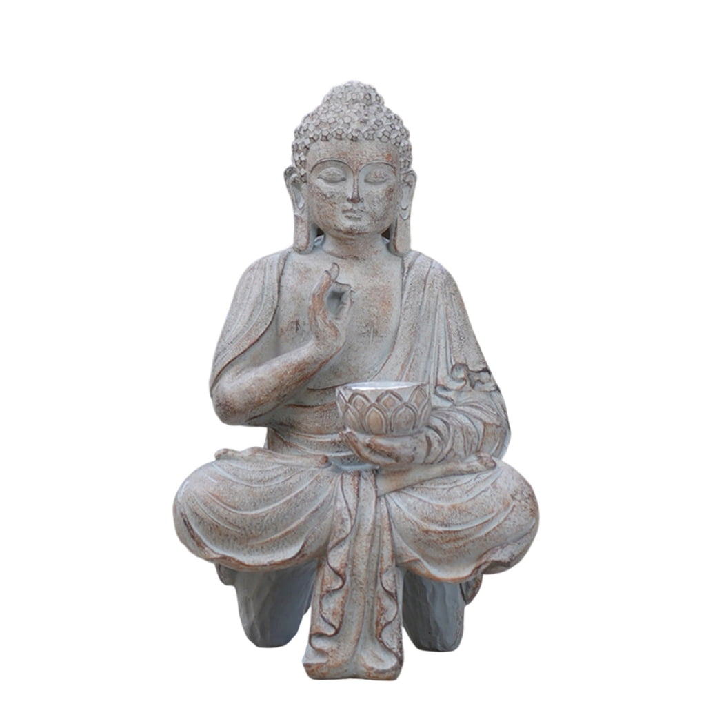 Home Buddhas Statue Solar Power Flickering LED Garden Light Meditations ...