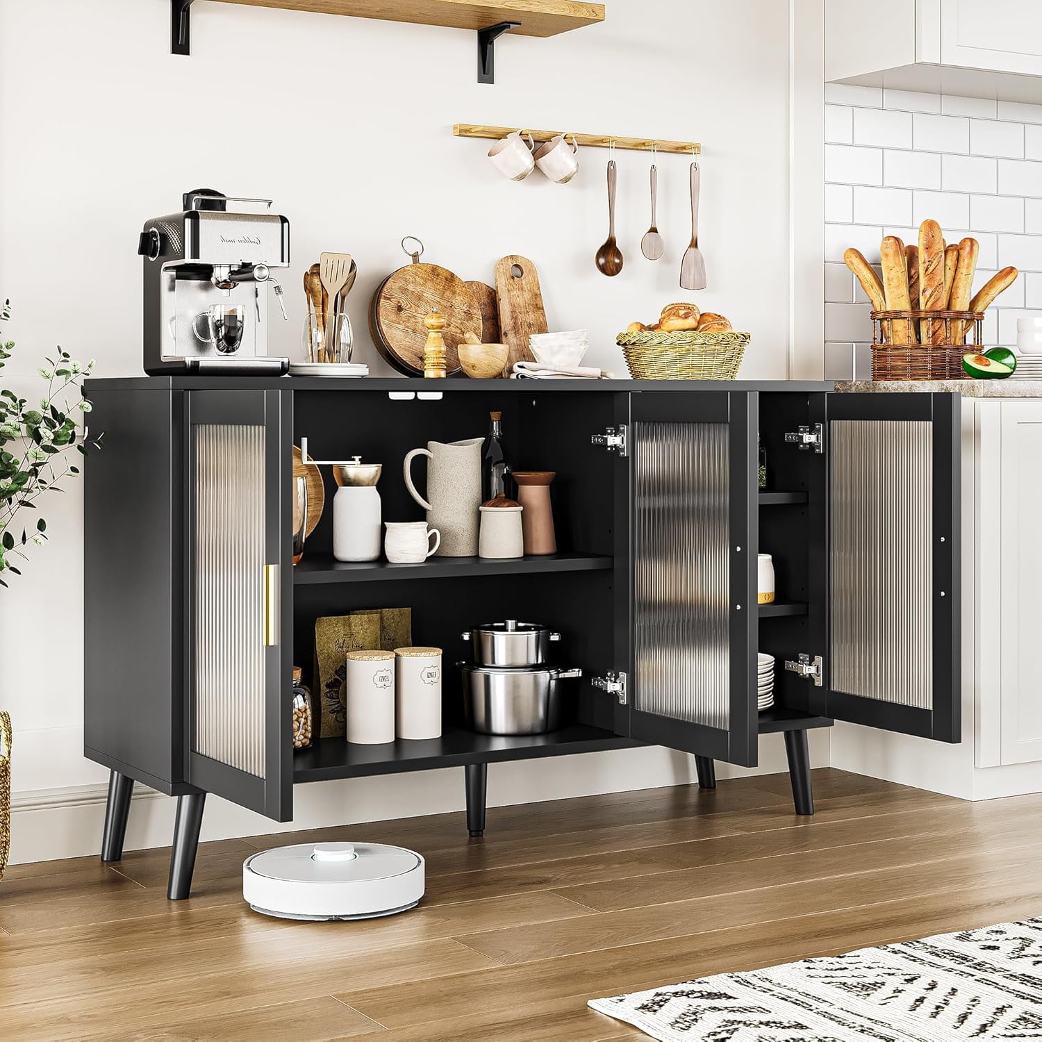 Home Buffet Cabinet with Storage Large Kitchen Sideboard Cabinet with 3 ...