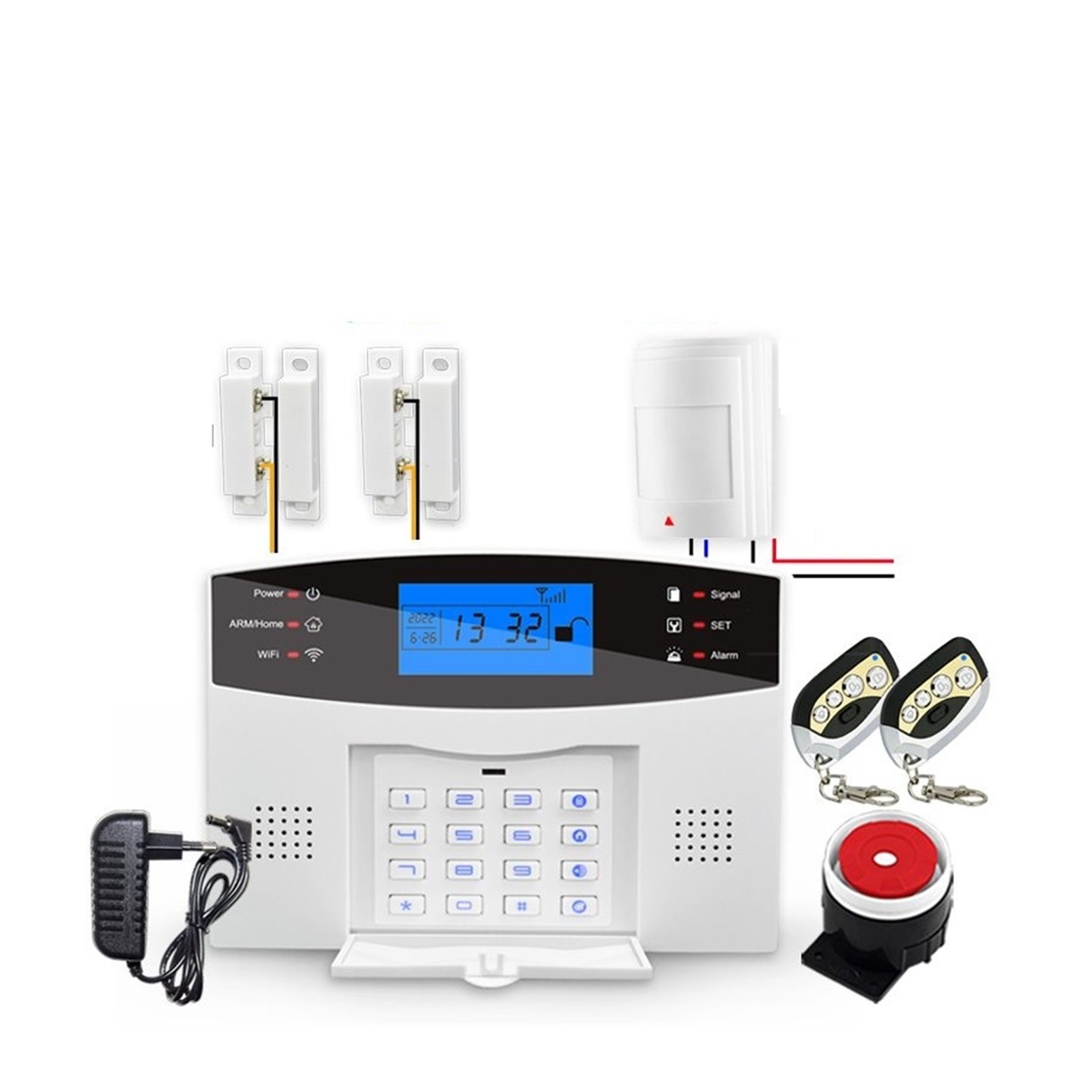 Home Burglar Security Alarm System LCD Screen 433MHz Wireless Siren ...