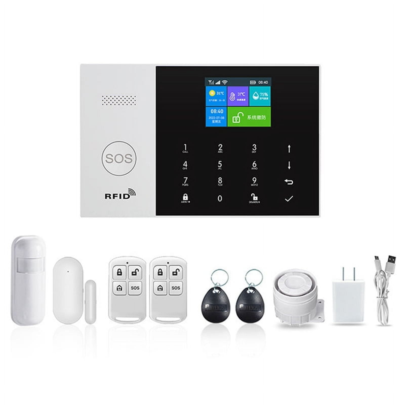 Home Burglar Security Alarm System Sensor WIFI SIM GSM RFID for IOS Android APP Remote Control ...