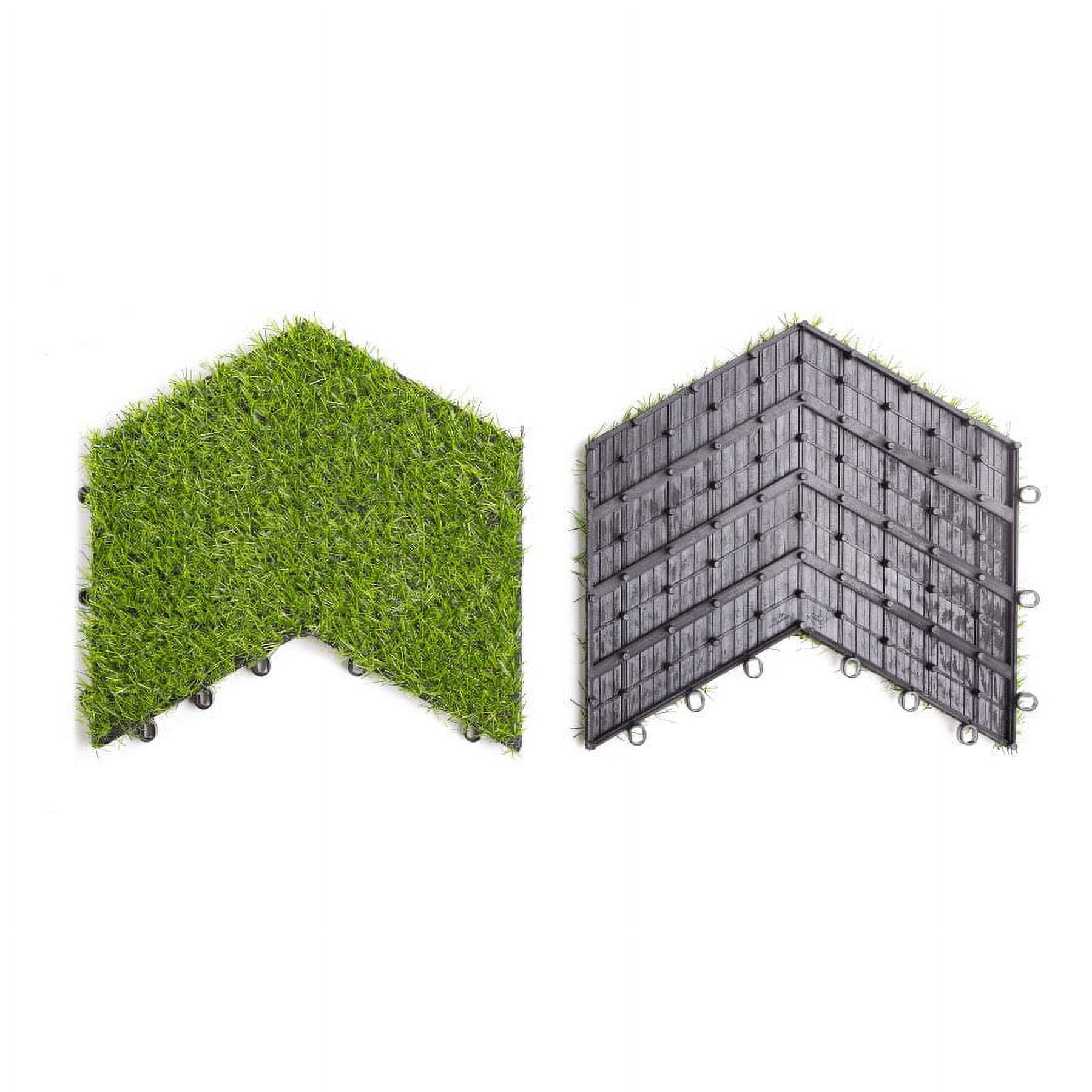Home Cal Interlocking Grass Deck Tiles (Pack of 10, 12"x12")Turf Tiles ...