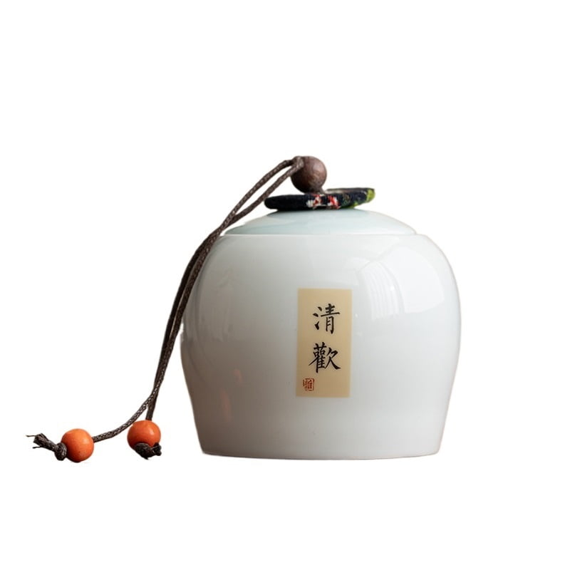 Home Celadon Tea Canister With Lid 260ml Simple Sealed Tea Storage Tin ...