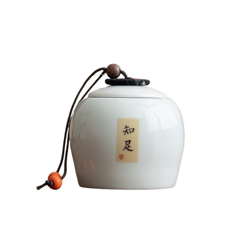 Home Celadon Tea Canister With Lid 260ml Simple Tea Set Sealed Tea ...