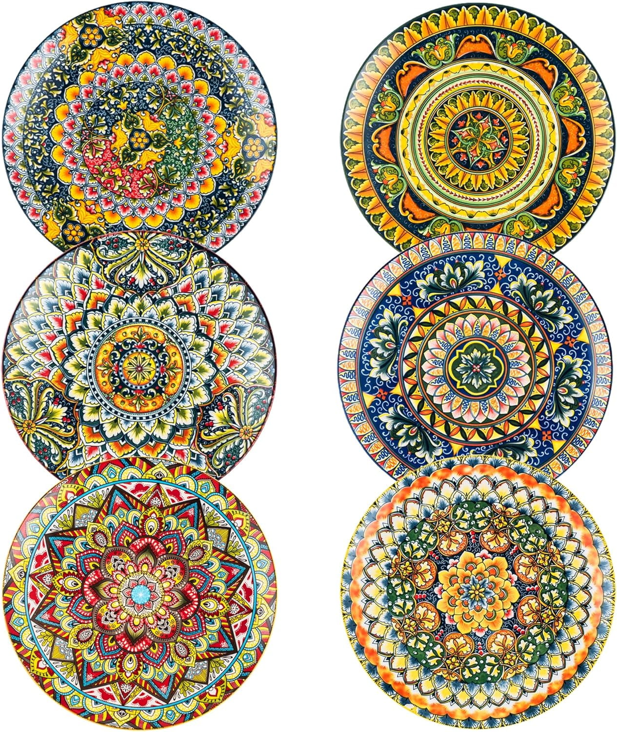 Home Ceramic Dinner Plates Set of 6, 10.5 Inch Porcelain Pasta, Salad ...