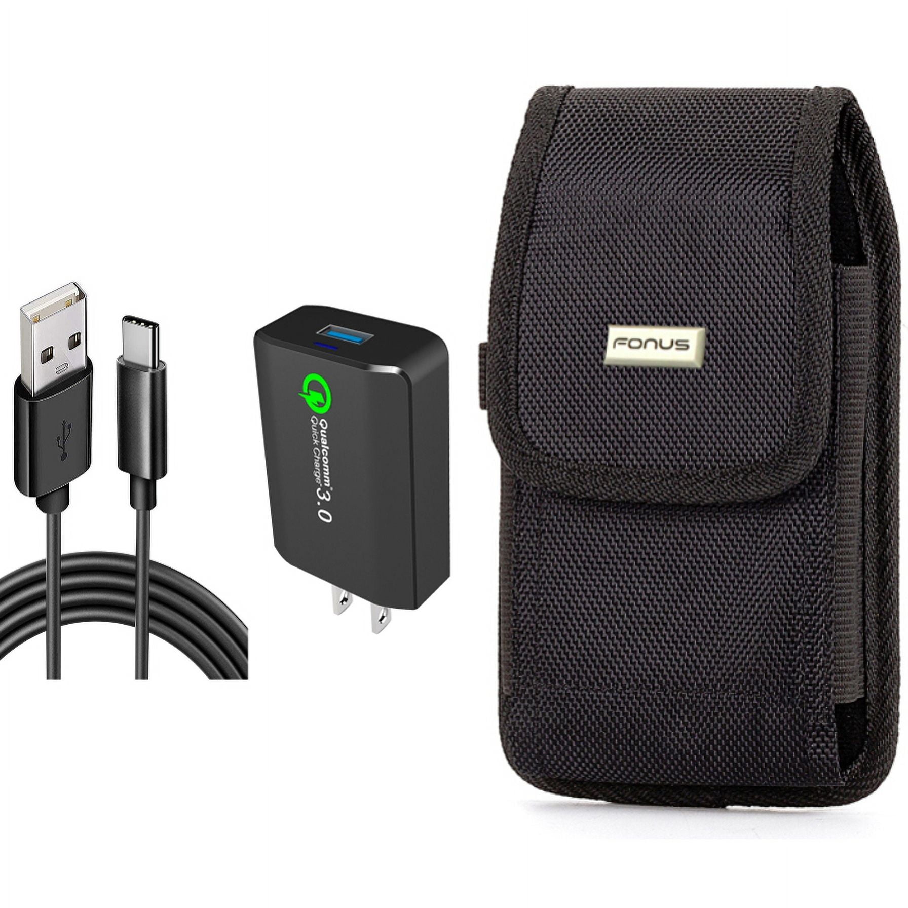 Home Charger & Case Belt Clip for iPhone 15 Pro - 18W Fast 6ft USB ...
